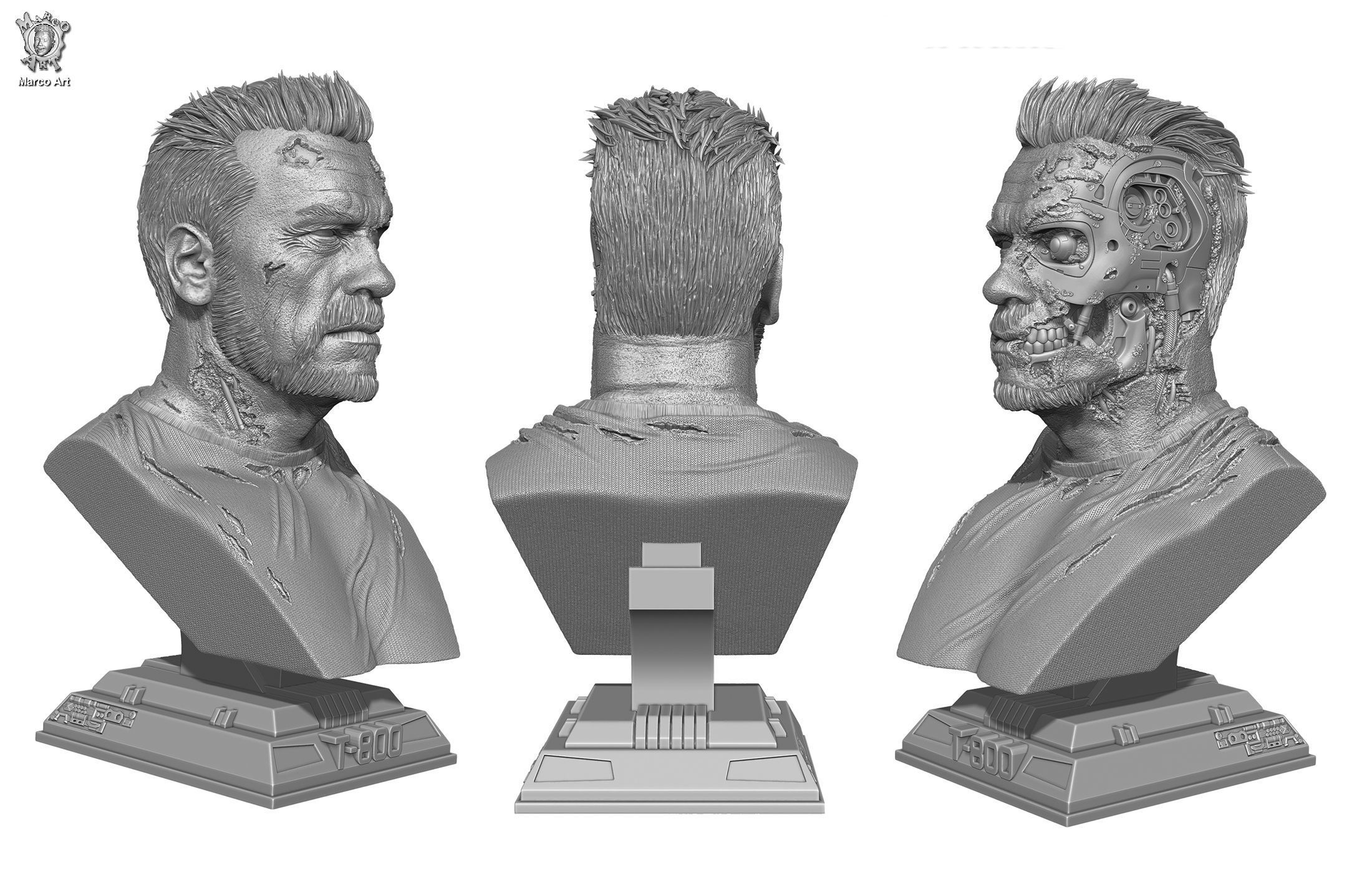 T800 Bust stl file 3D model 3D printable | CGTrader