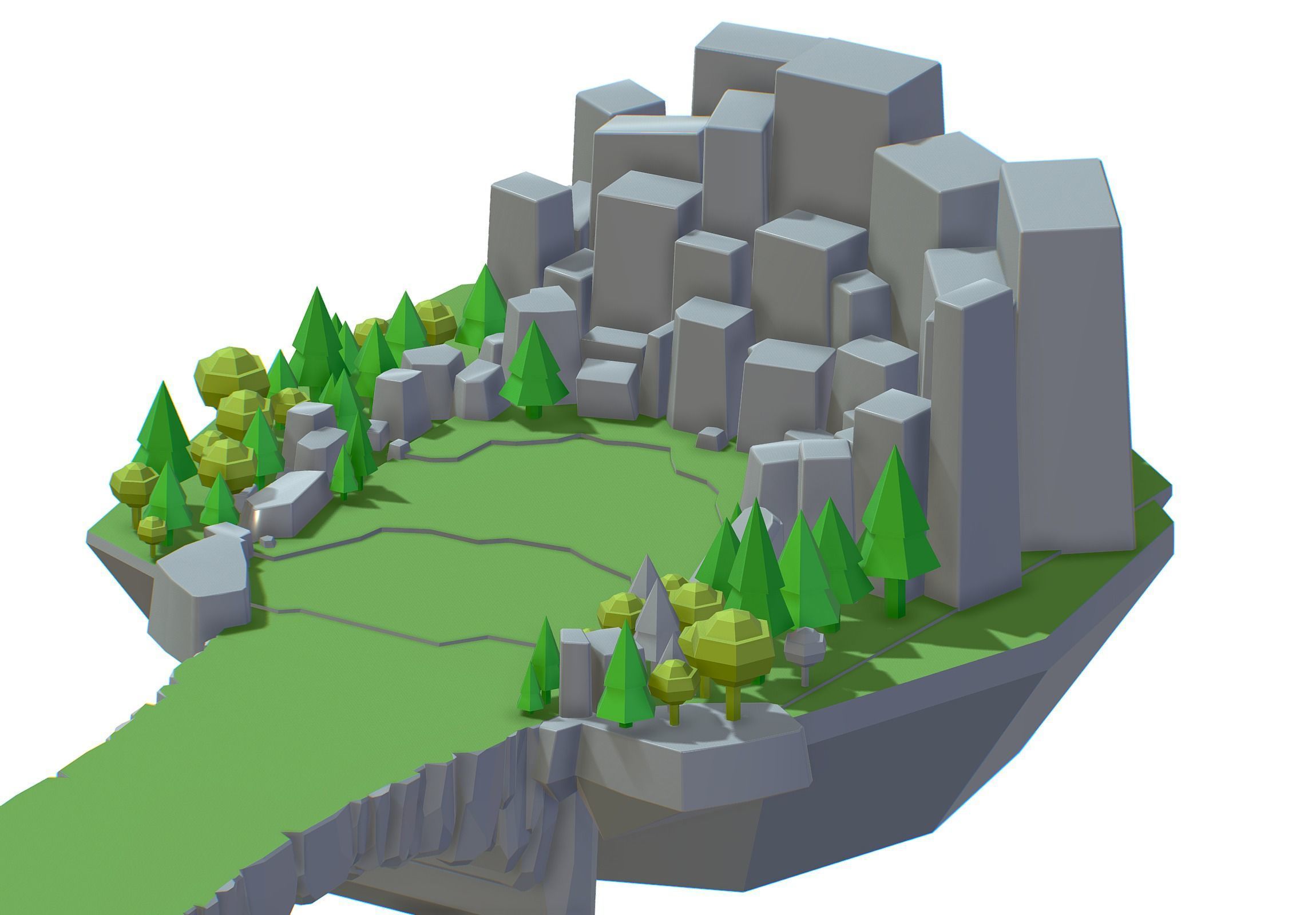 3D model Isometrical Level Island and Bridge Area VR / AR / low-poly ...