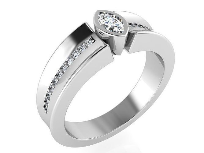 Round diamond ring 3279 3D print model 3D model 3D printable | CGTrader