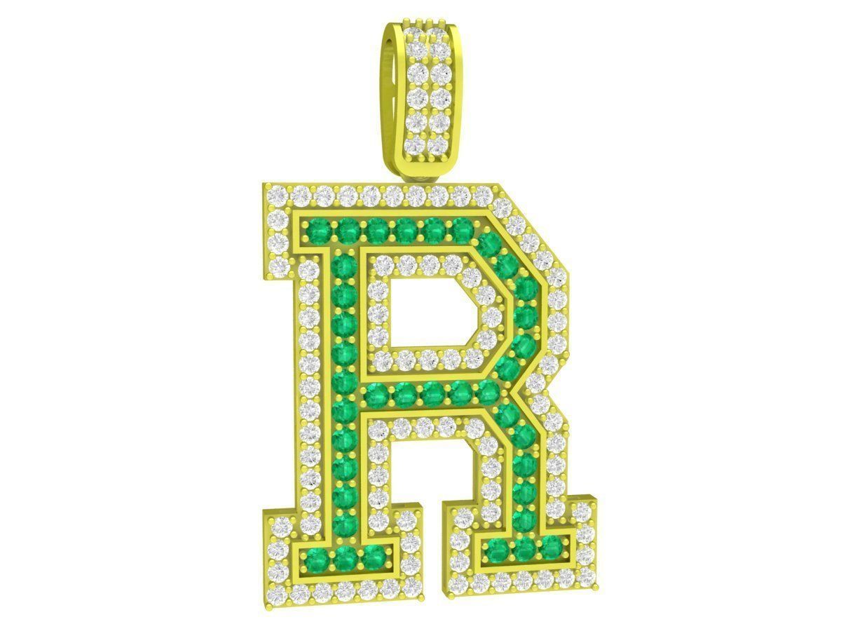 luxury hit hop diamond Letter R pendant 4228 3D model 3D printable ...