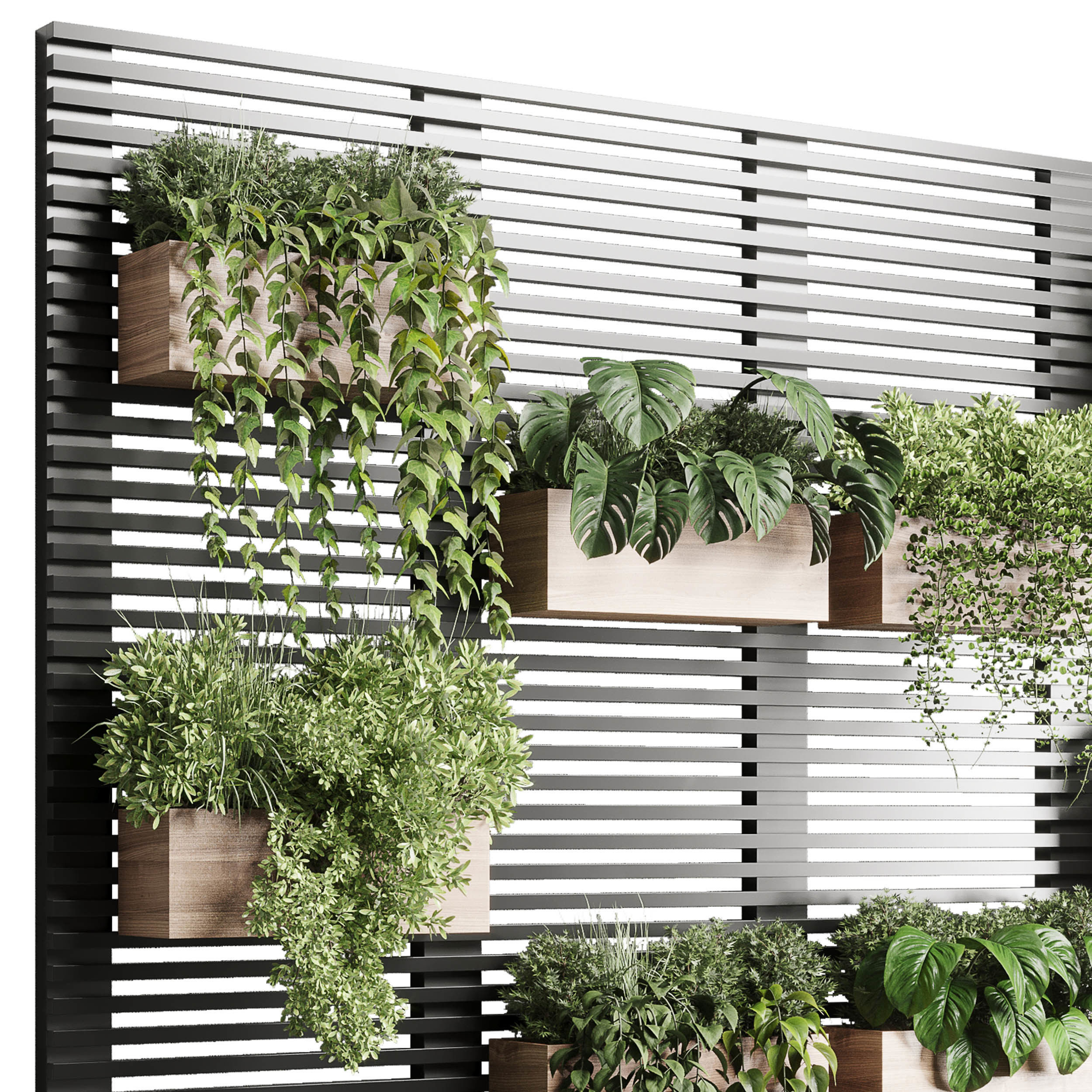 3D model plants set partition Vertical graden wall decor box VR / AR ...