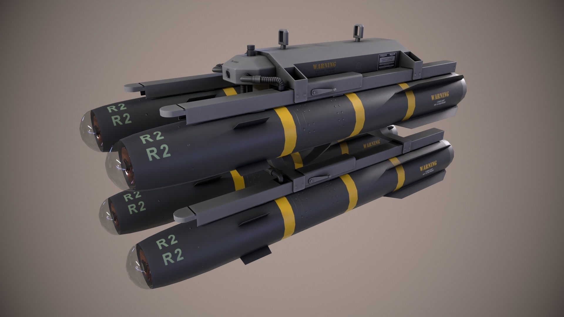 3D model AGM-114 Hellfire Missile Launcher X4 VR / AR / low-poly | CGTrader