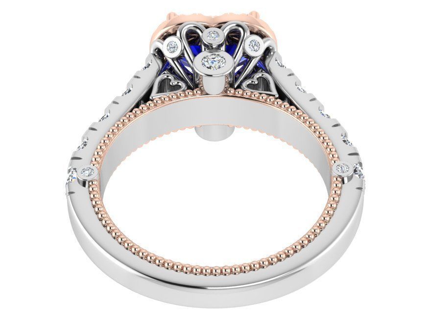 Blue heart luxurious diamond ring 3307 3D print model 3D model 3D ...