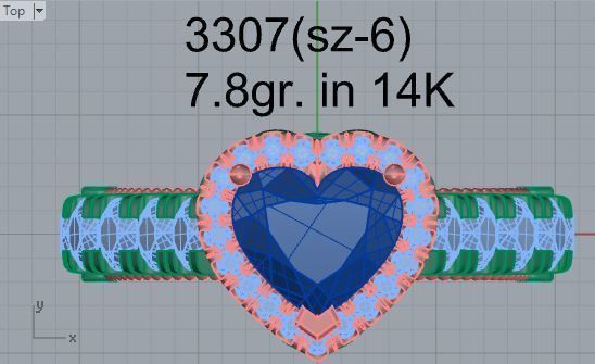 Blue heart luxurious diamond ring 3307 3D print model 3D model 3D ...