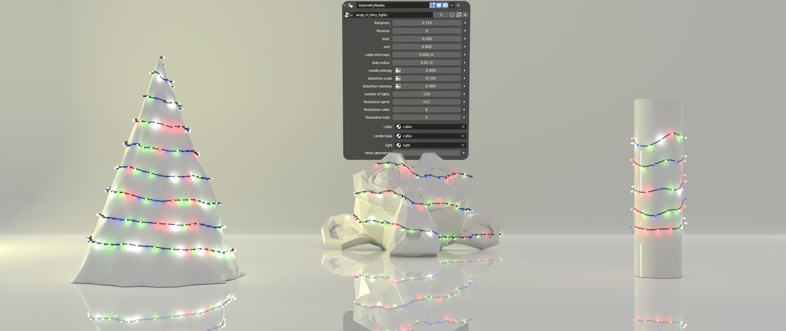 geometry nodes christmas fairy lights generator 3D model | CGTrader