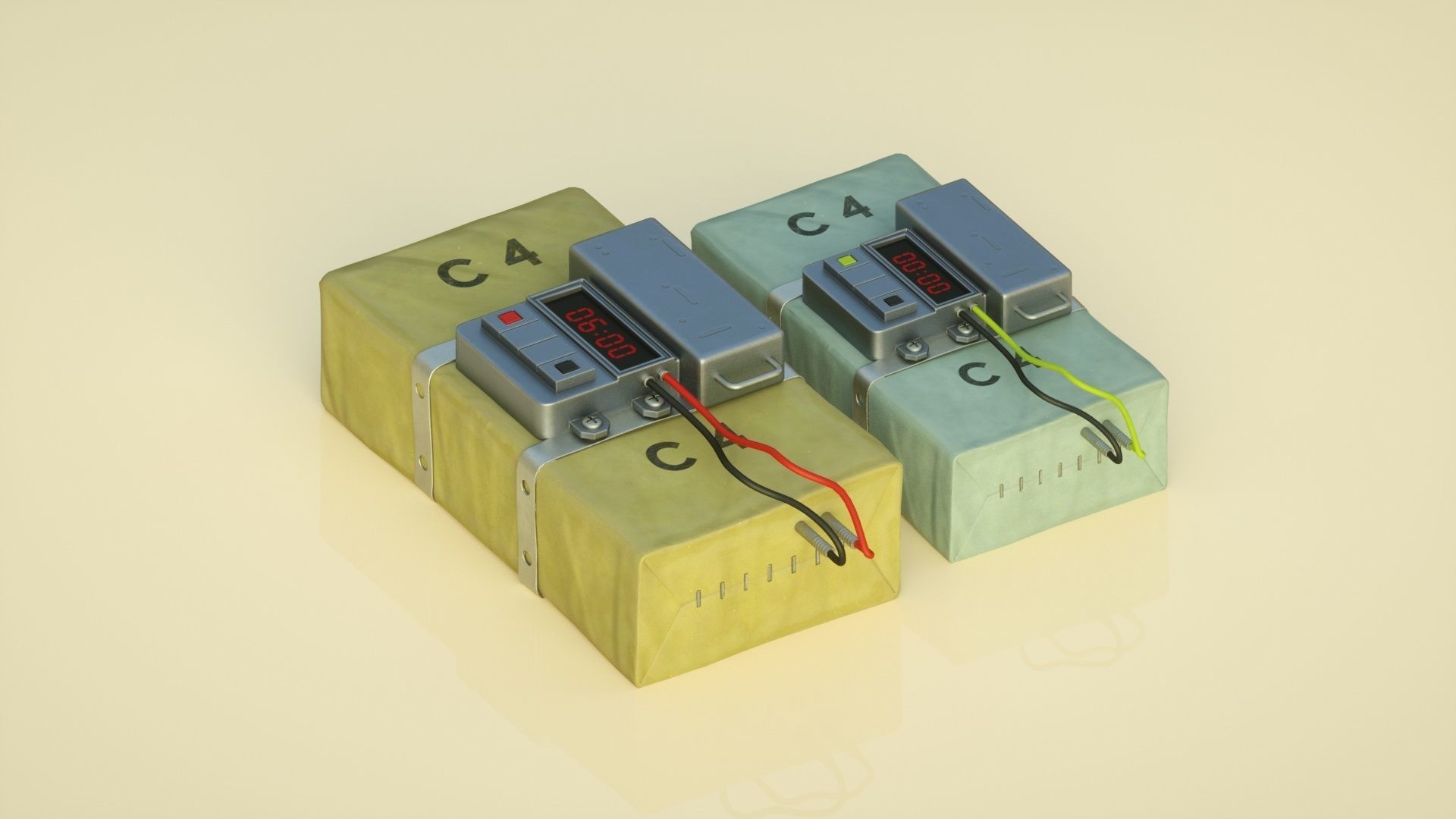 C4 time bomb appearance props C4D model 3D model | CGTrader