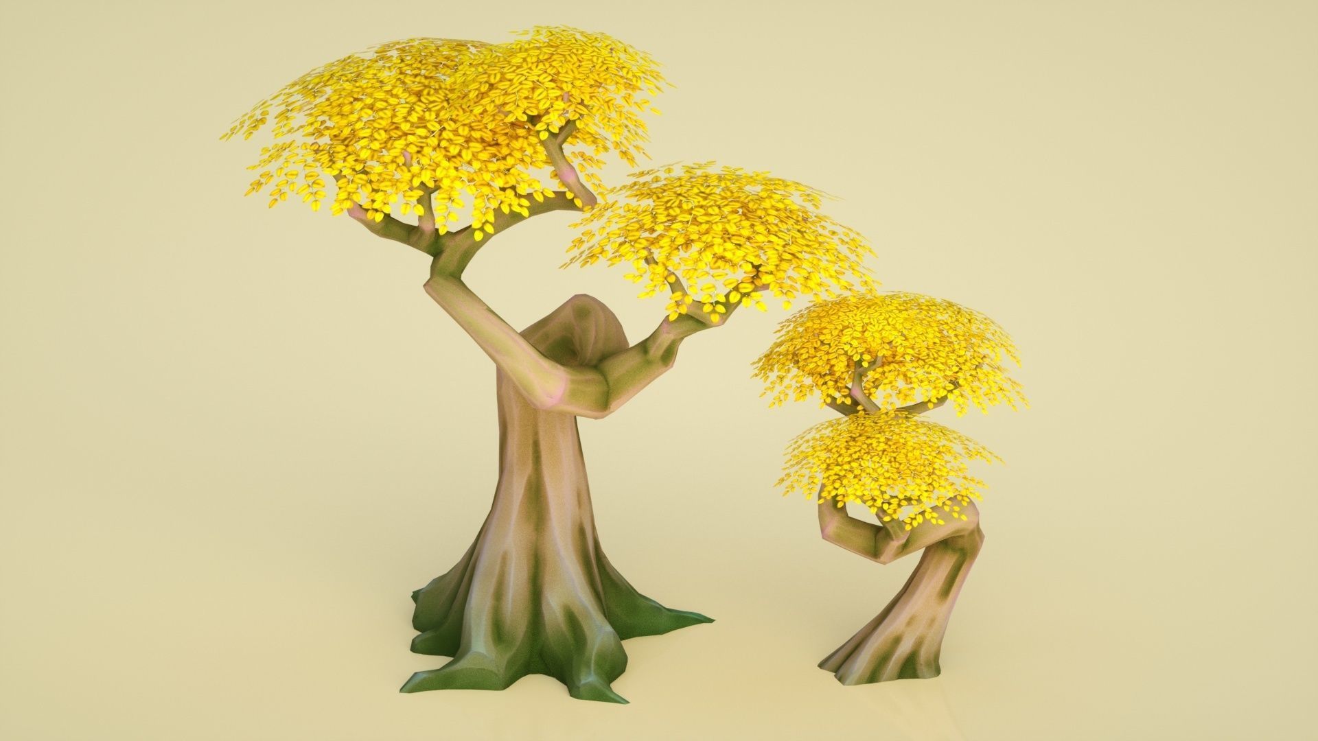 Cartoon Stylized Trees C4D Model 3D model | CGTrader