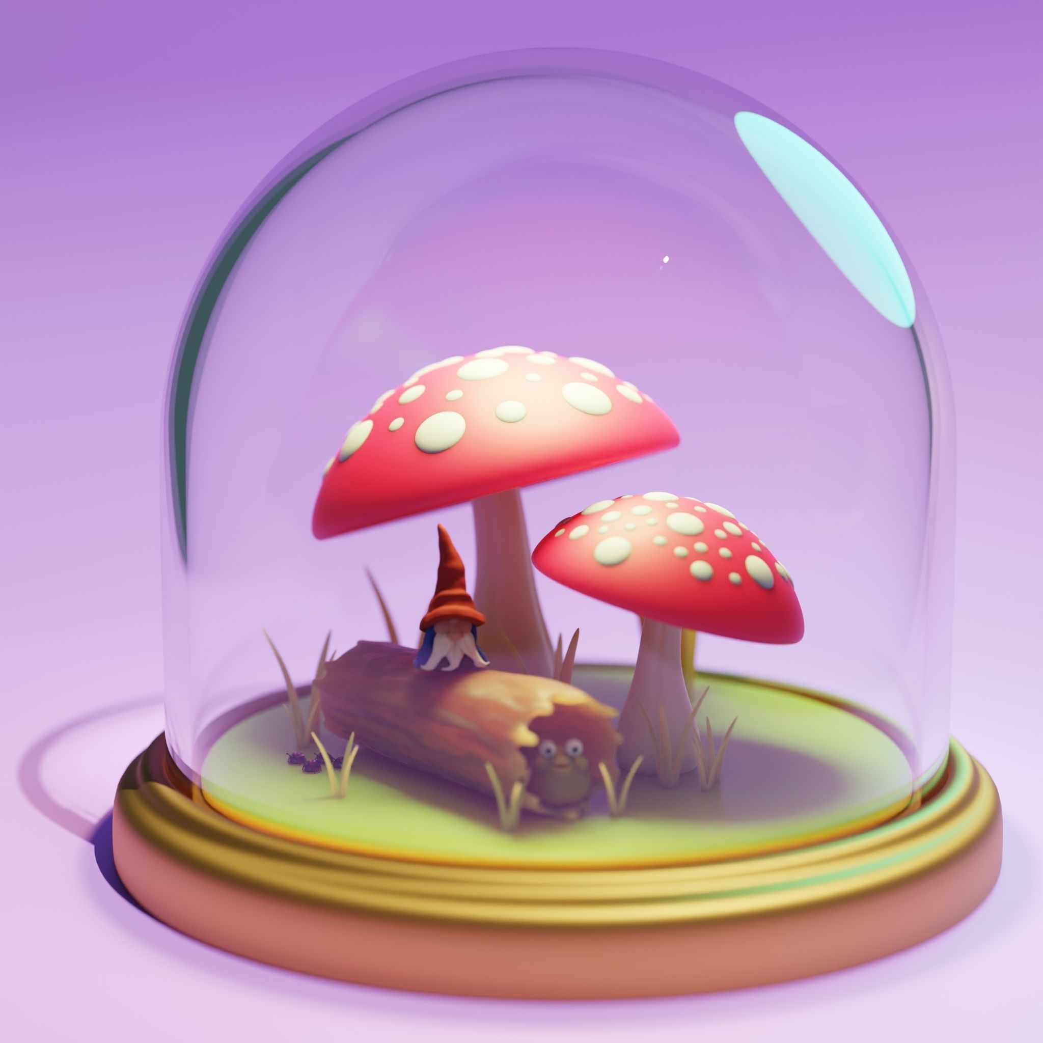 Mushroom Terrarium 3d Printable STL and Blend Model 3D model 3D ...