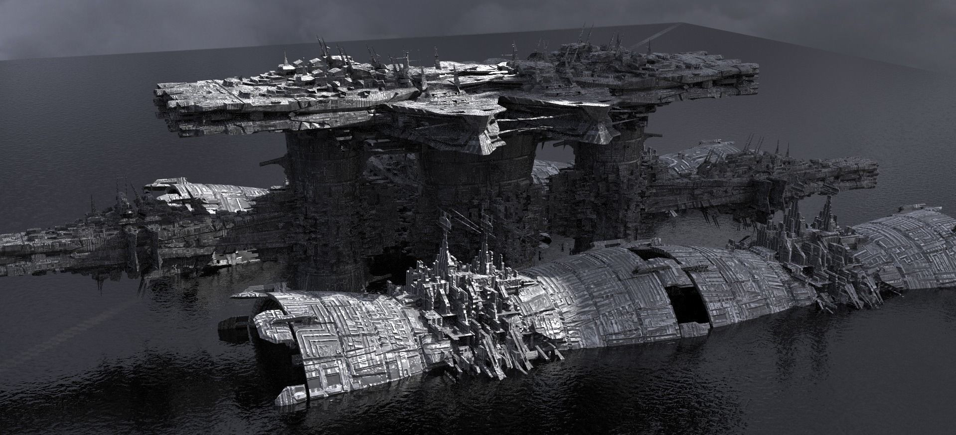 Alien Spine City base 3D model Kitbash 3D model | CGTrader