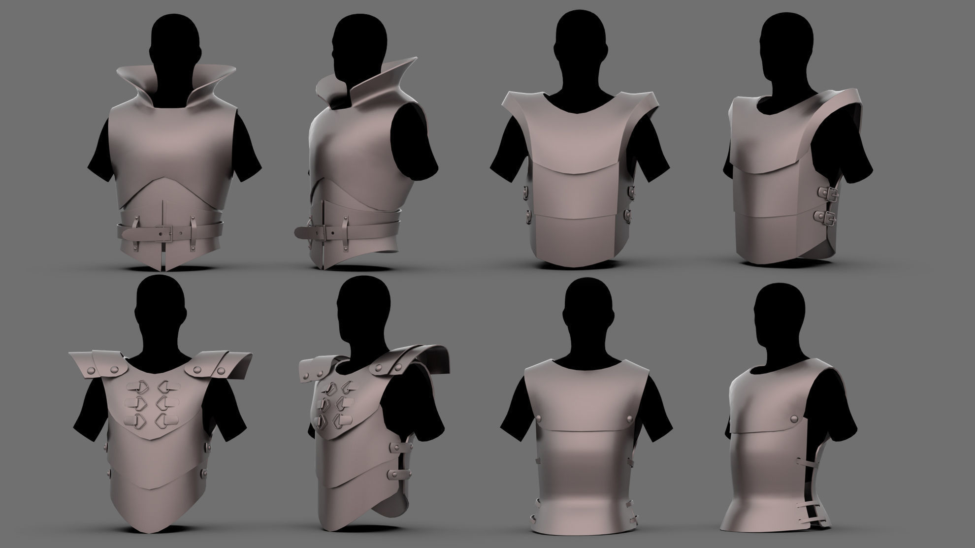 3D model 15 Unique Body Armor Lowpoly and Highpoly Base Mesh With UV VR ...