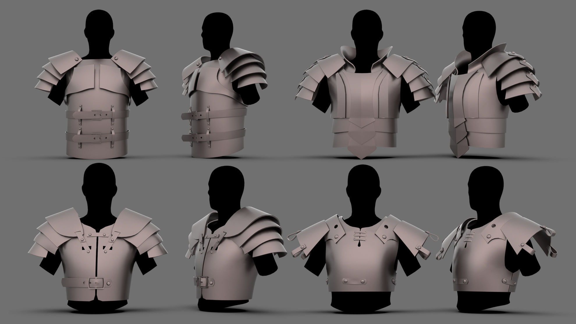 3D model 15 Unique Body Armor Lowpoly and Highpoly Base Mesh With UV VR ...