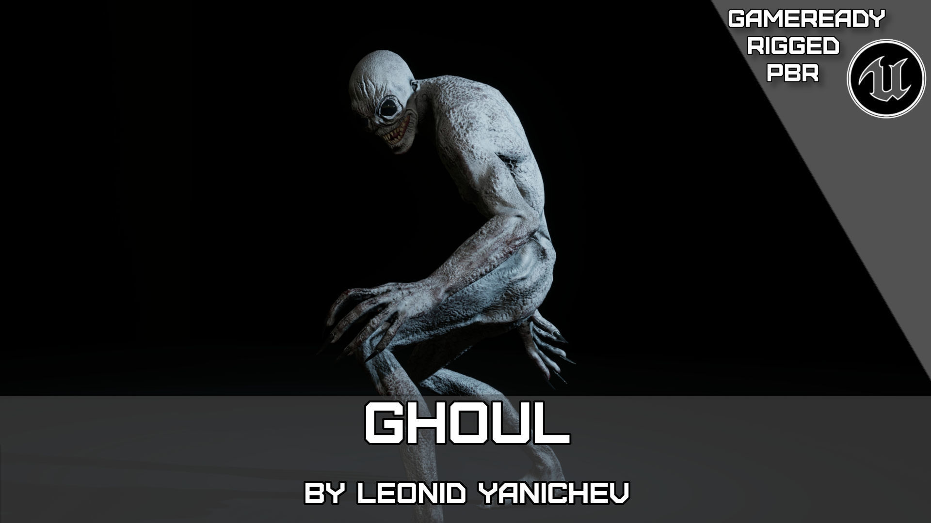 3D model Ghoul creature rigged for Unreal and Unity with 4 texture sets ...