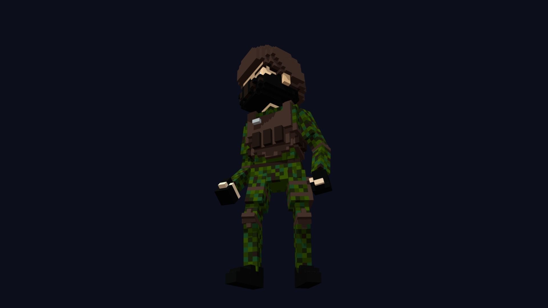 3D model Soldier Character - 3D Voxel Low Poly Model VR / AR / low-poly ...