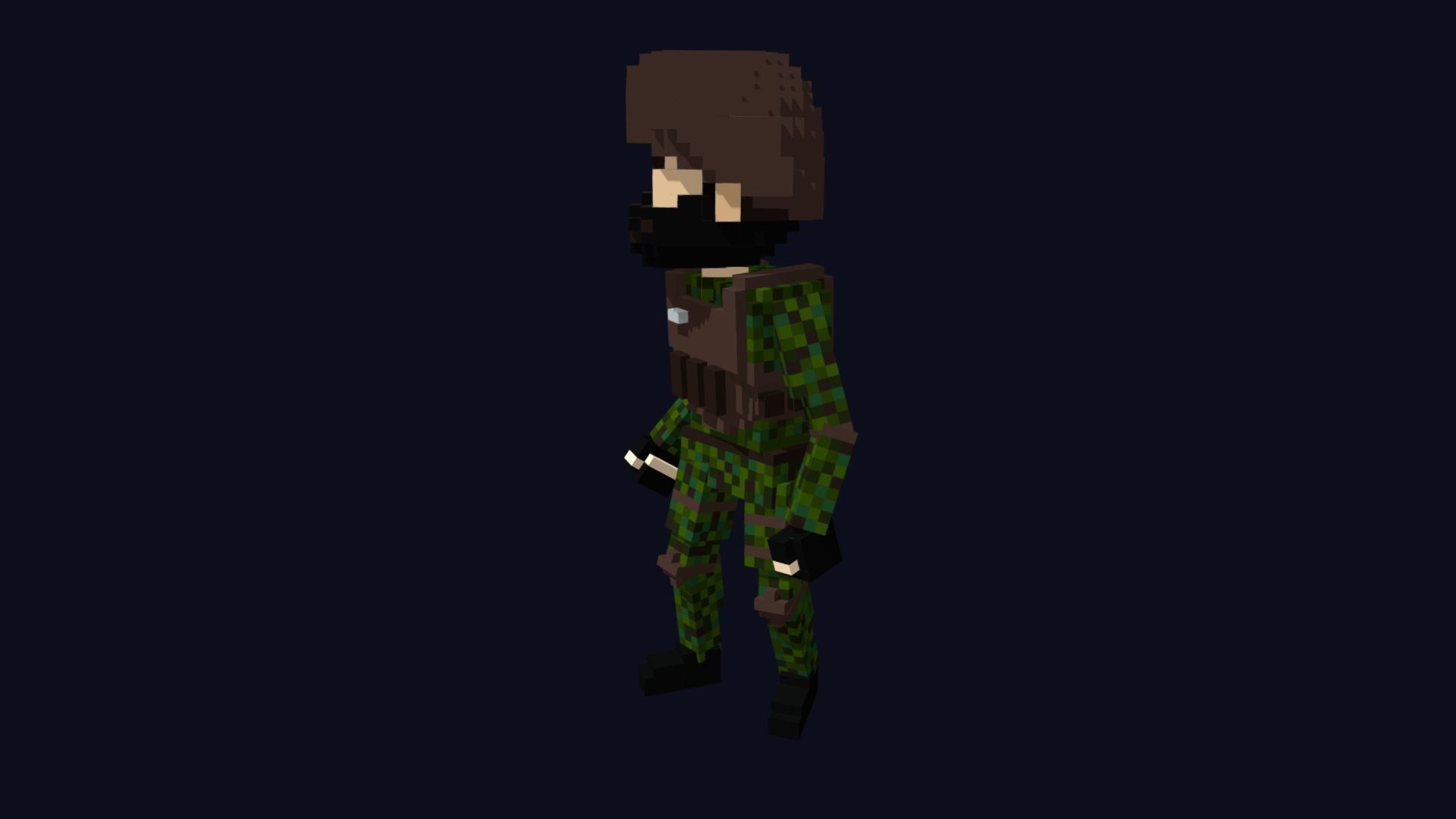 3D model Soldier Character - 3D Voxel Low Poly Model VR / AR / low-poly ...