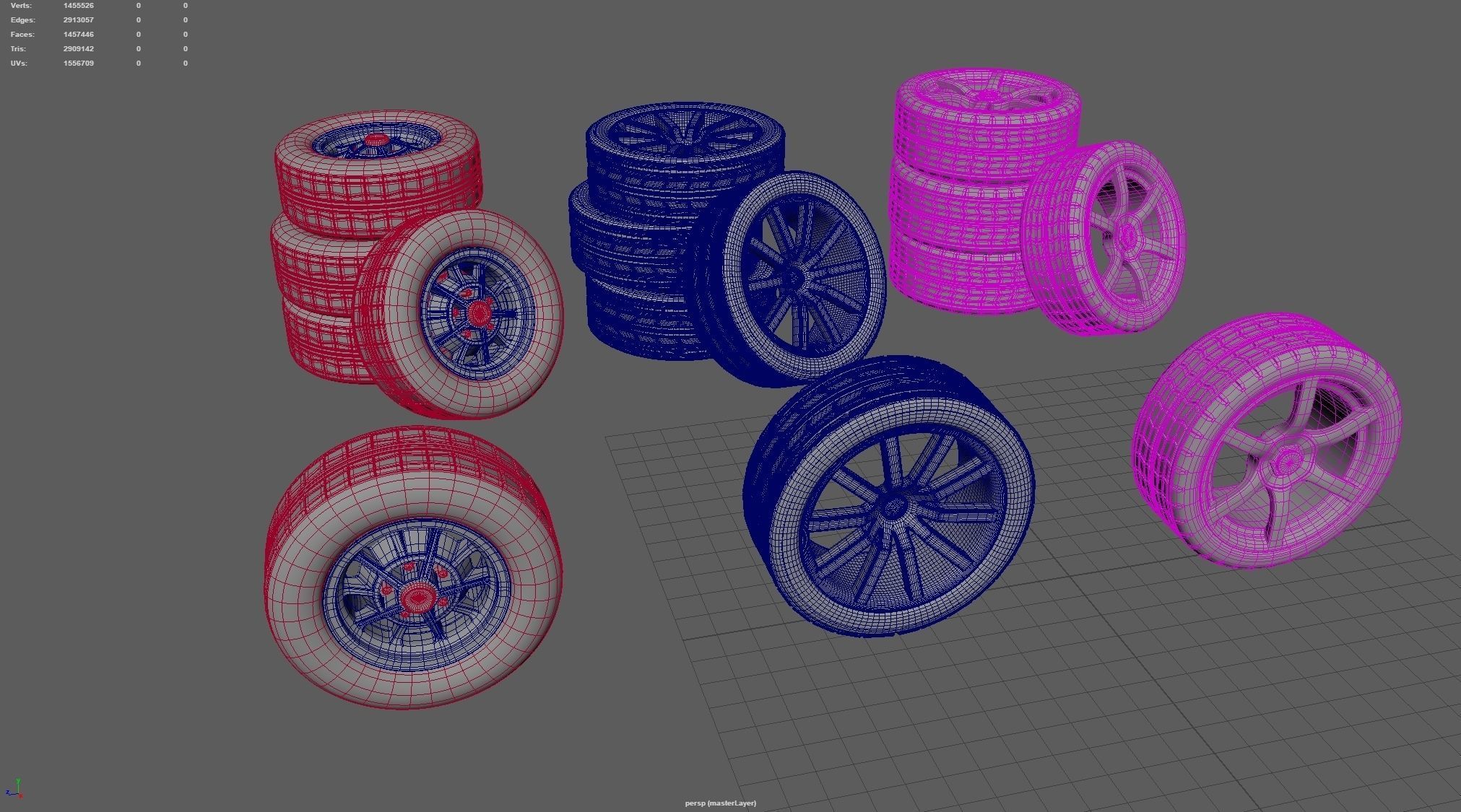 3D model 3 Car wheel pack VR / AR / low-poly | CGTrader