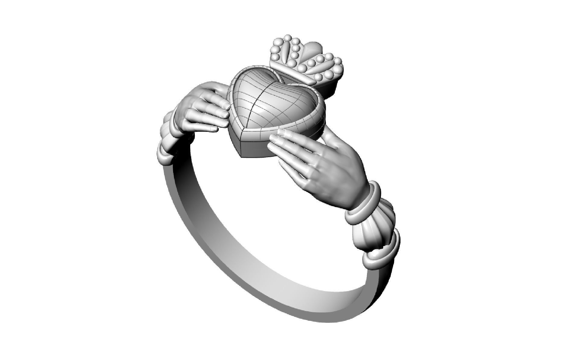 Wedding claddagh rings cnc or 3D print model 3D model 3D printable | CGTrader