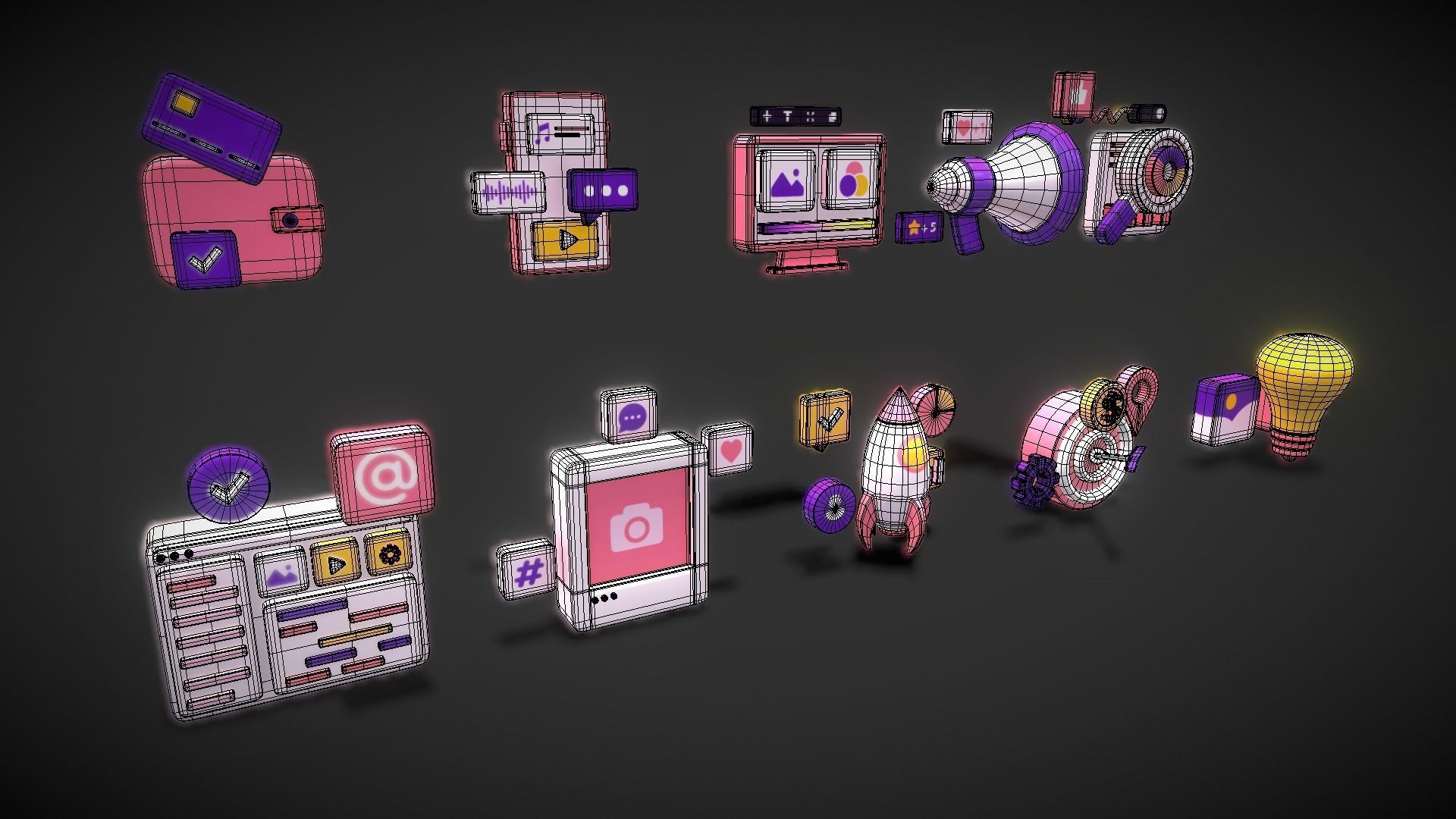 3D model 3D Button Collections1 VR / AR / low-poly | CGTrader