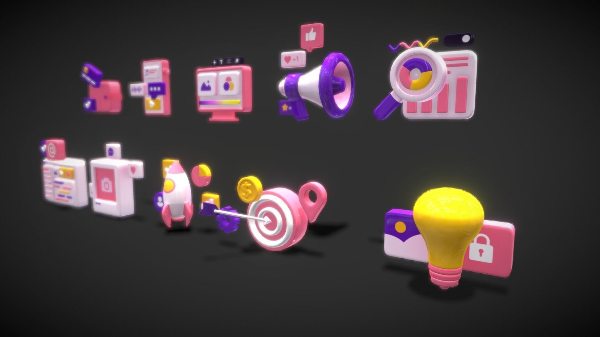 3D model 3D Button Collections1 VR / AR / low-poly | CGTrader