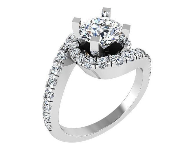 Big stone round diamond ring 3334 3D print model 3D model 3D printable ...