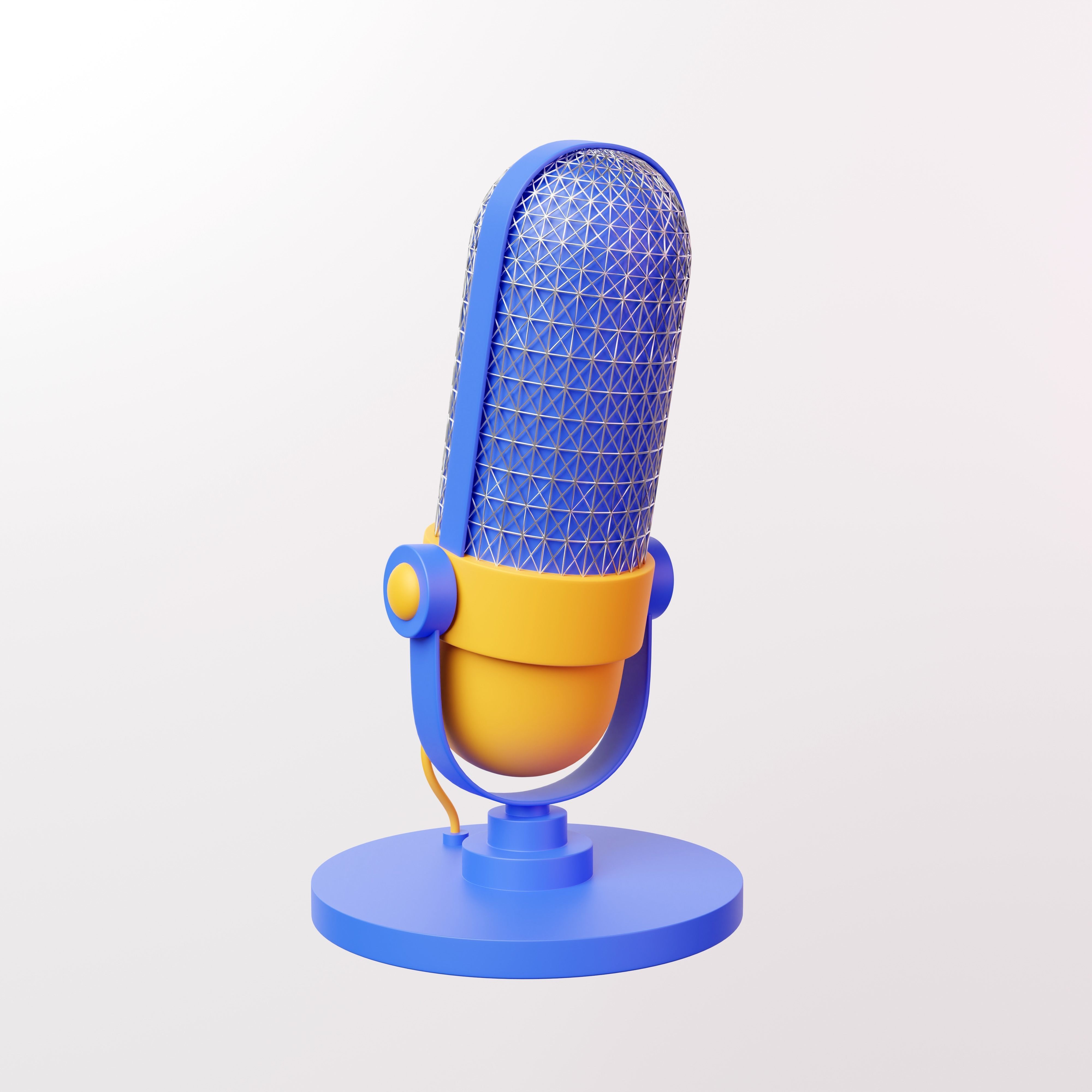3D model cartoon Podcast Microphone 3D Illustration low poly VR / AR ...