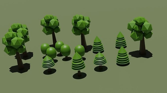 3D model Trees pack VR / AR / low-poly | CGTrader