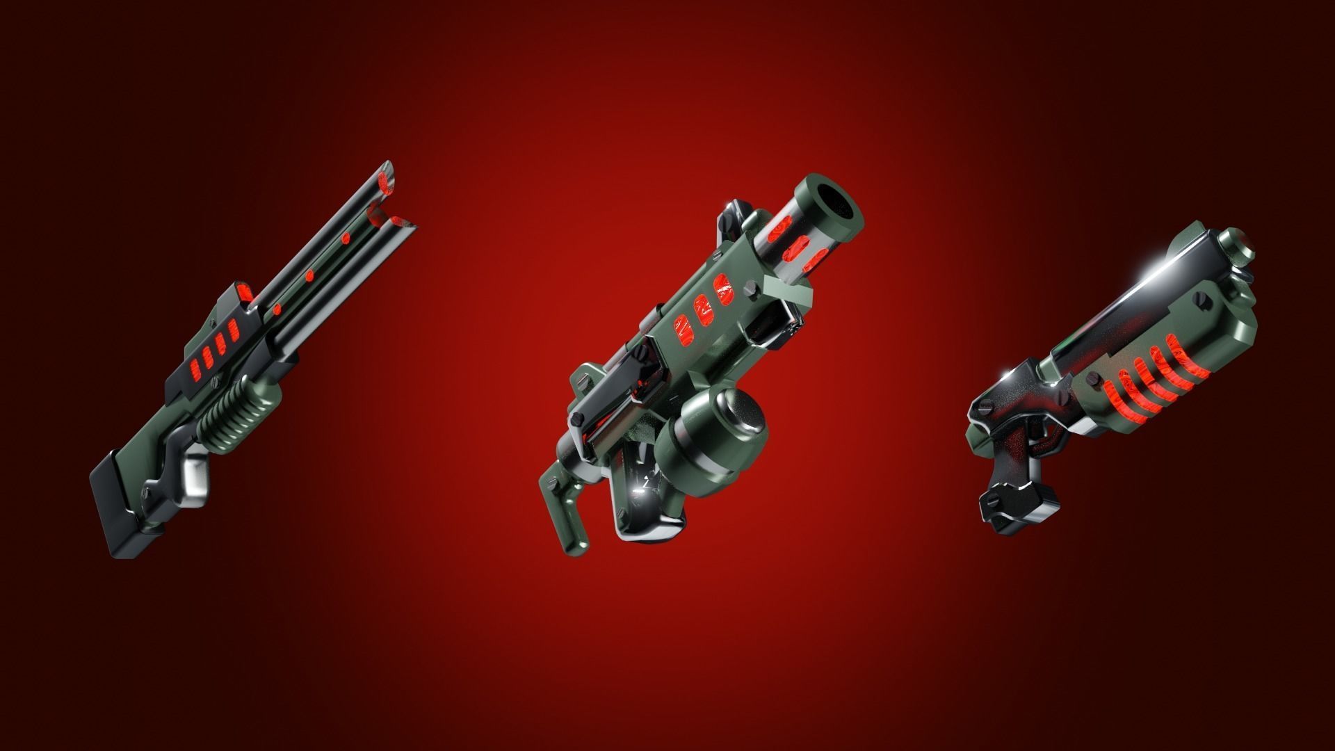 3D model Sci-fi guns Model pack Low-poly 3D model VR / AR / low-poly ...