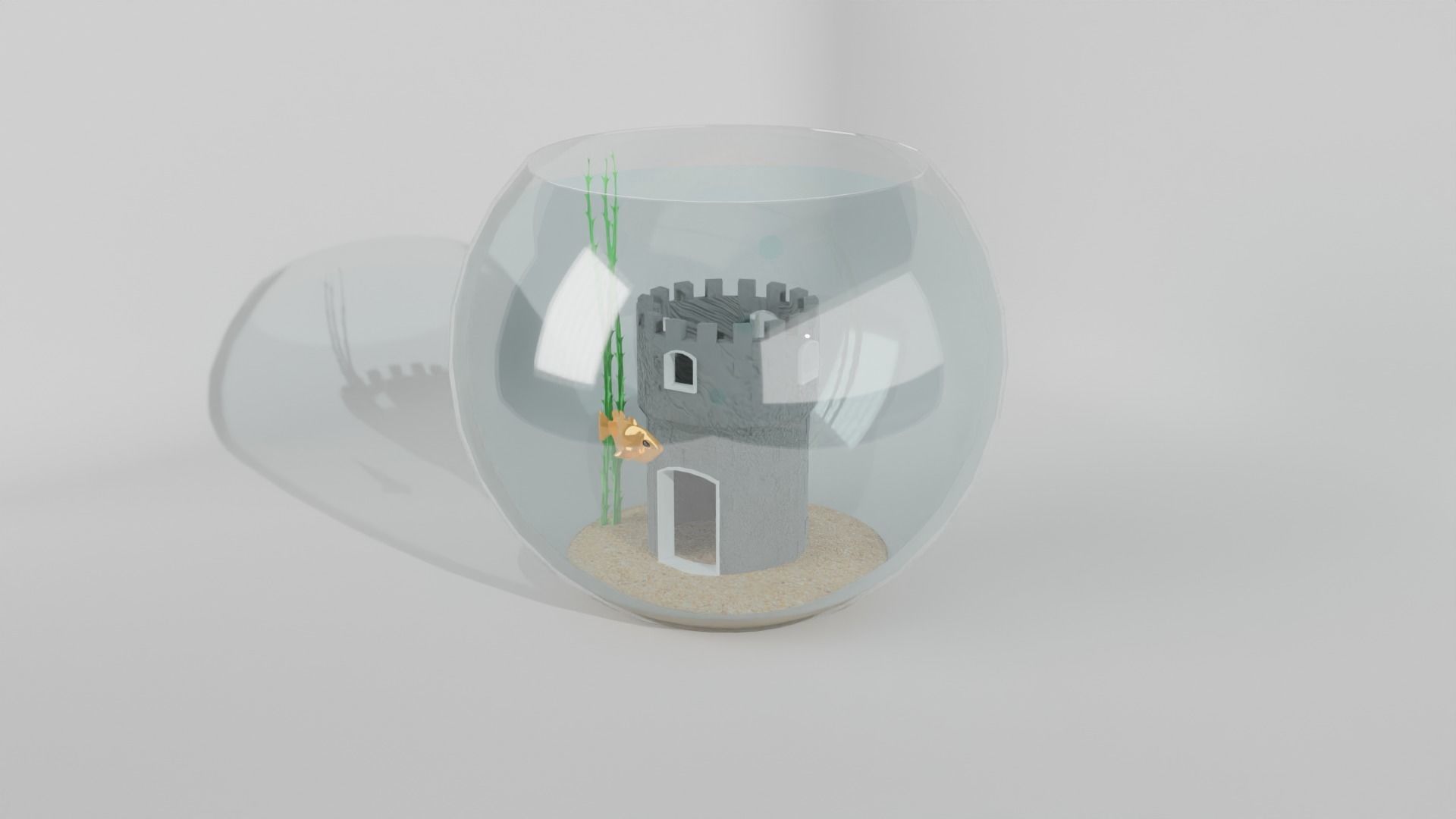 Fish bowl with Tower 3D model | CGTrader