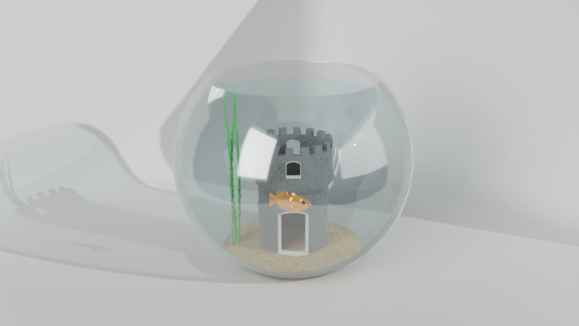 Fish bowl with Tower 3D model | CGTrader