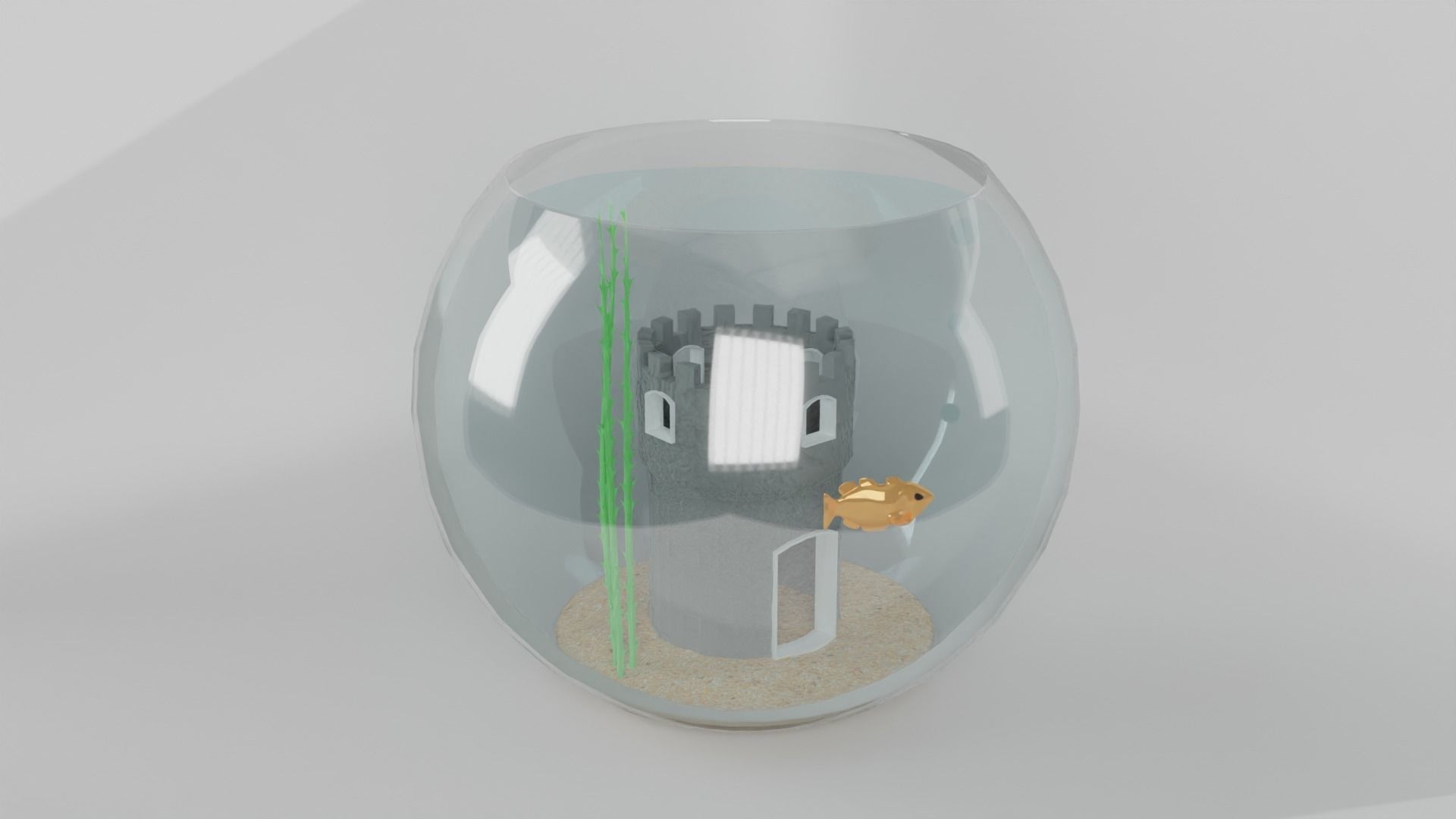Fish bowl with Tower 3D model | CGTrader