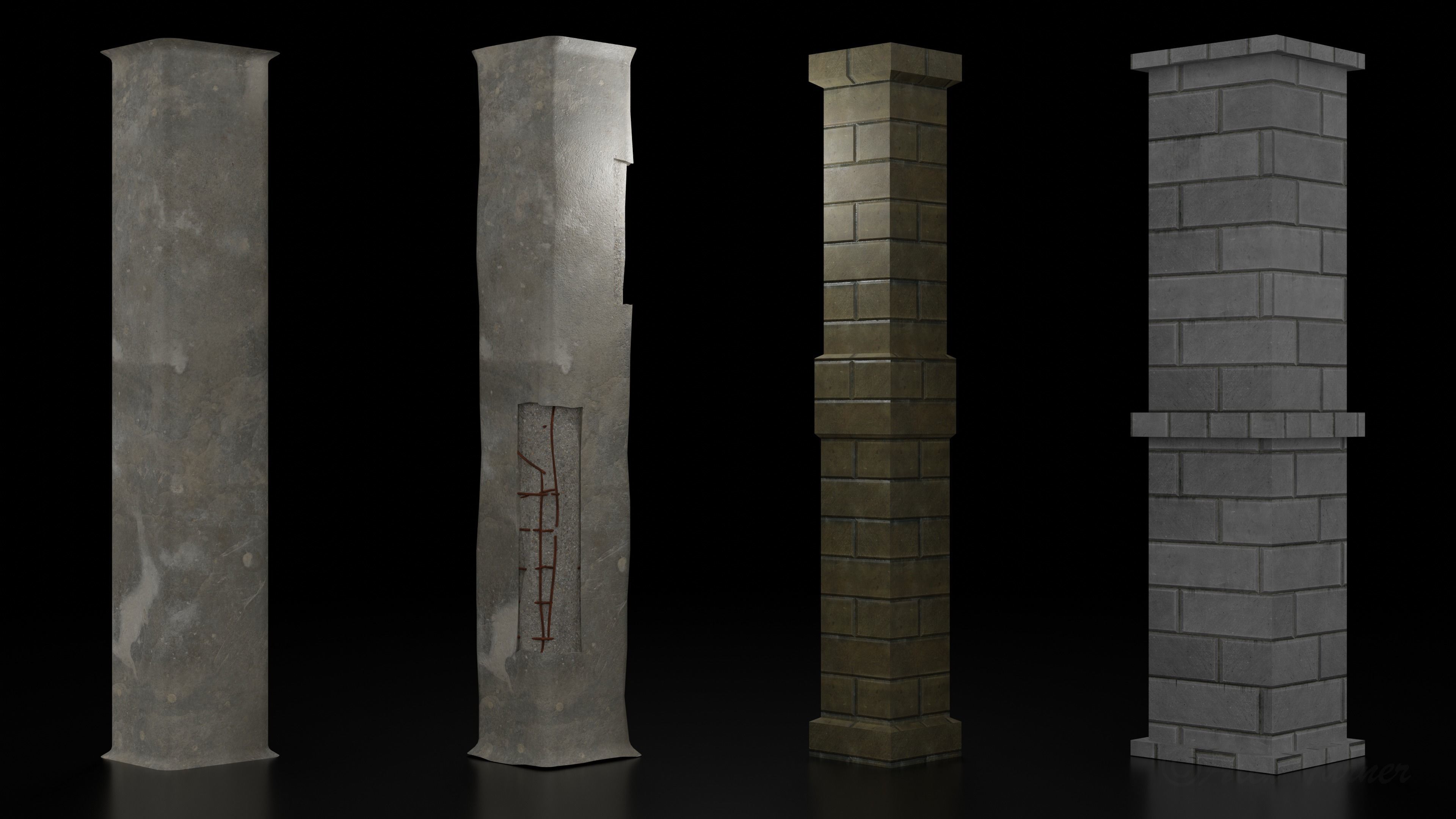 3D model Stone Pillar Pack VR / AR / low-poly | CGTrader