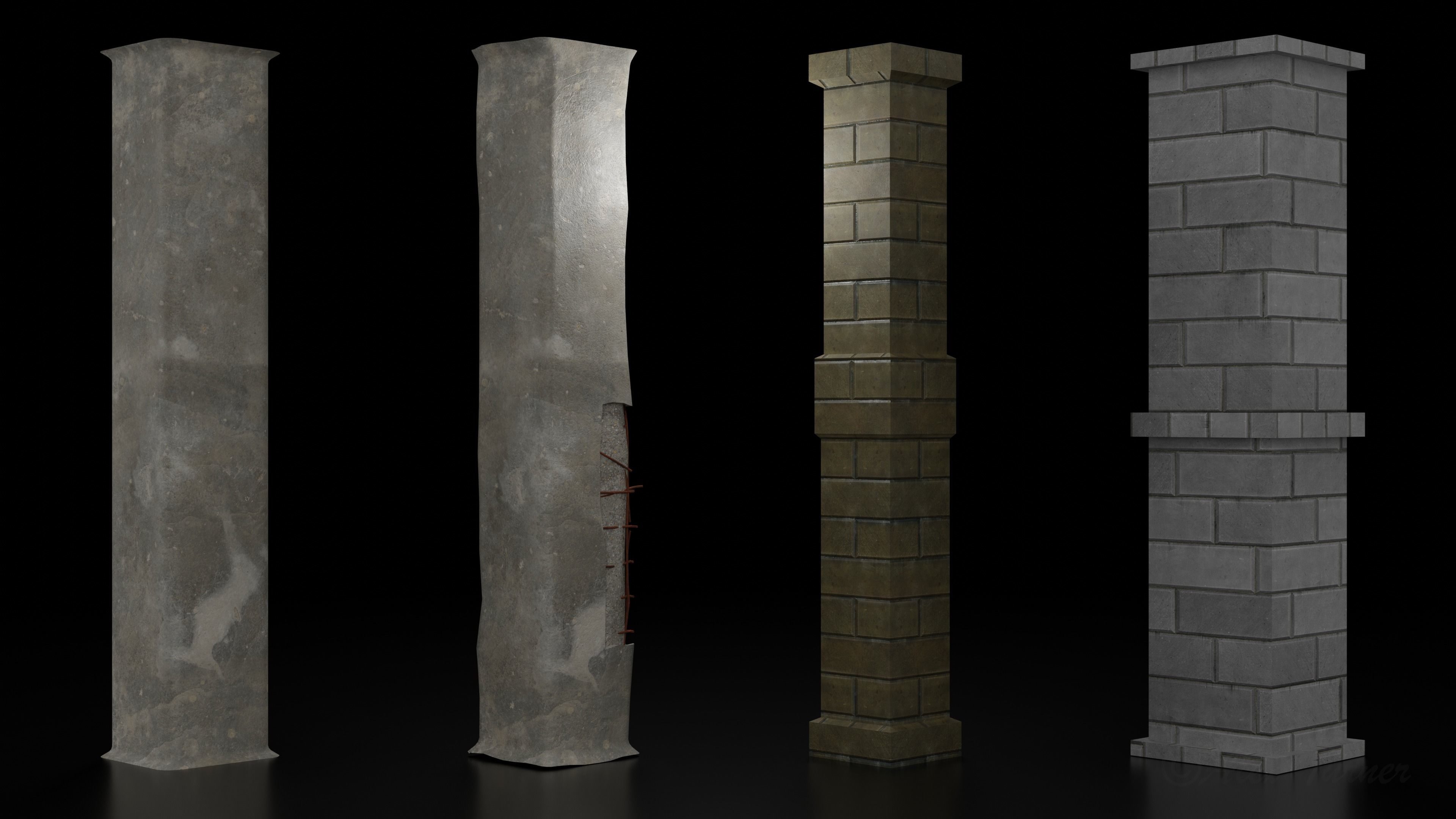 3D model Stone Pillar Pack VR / AR / low-poly | CGTrader