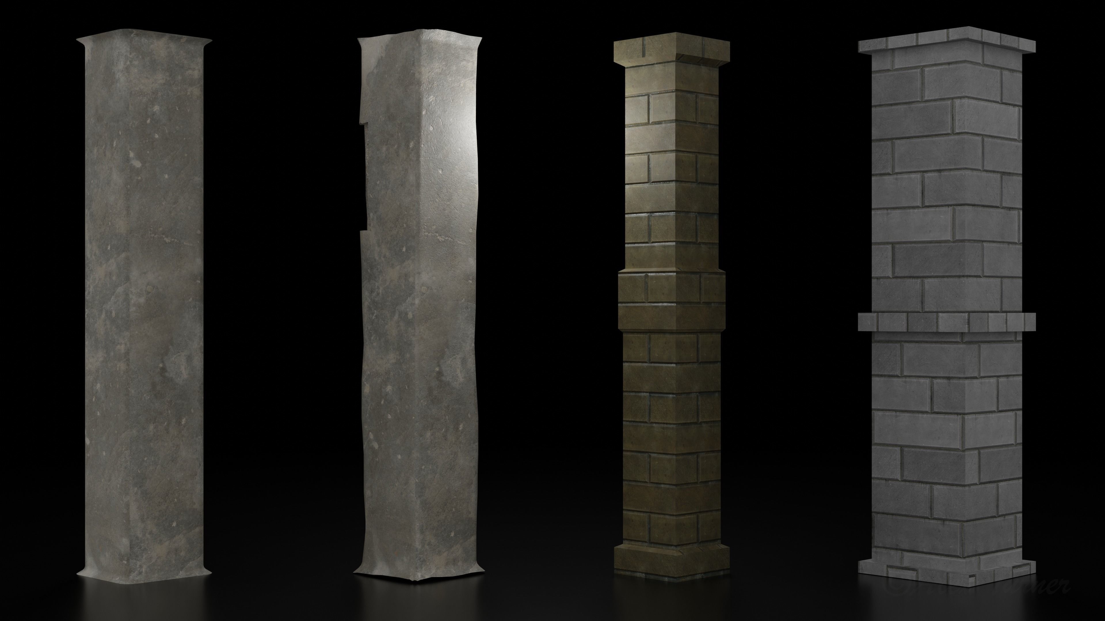 3D model Stone Pillar Pack VR / AR / low-poly | CGTrader