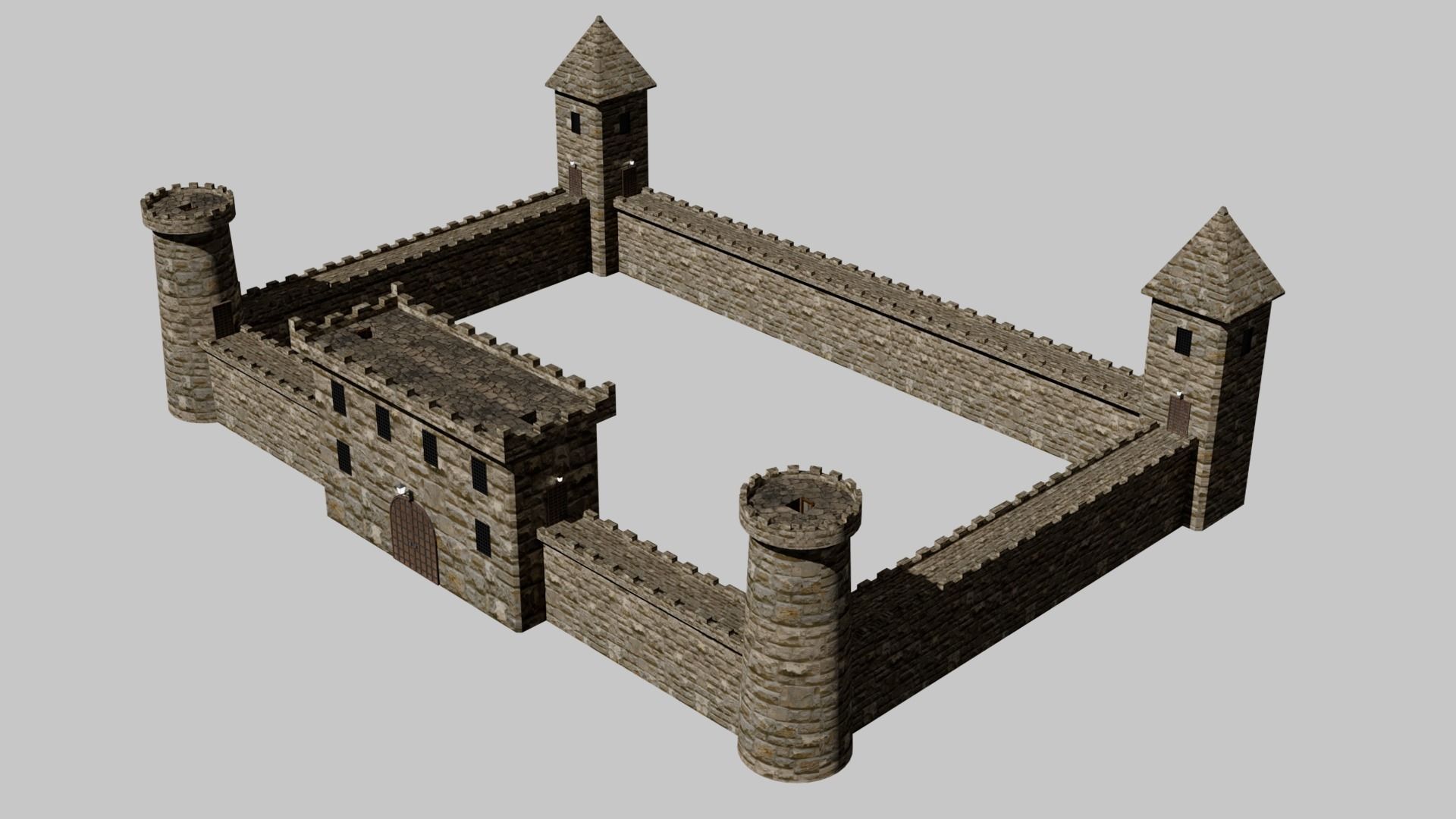 Modular castle Low polly 3D Model Game ready free VR / AR / low-poly 3D ...