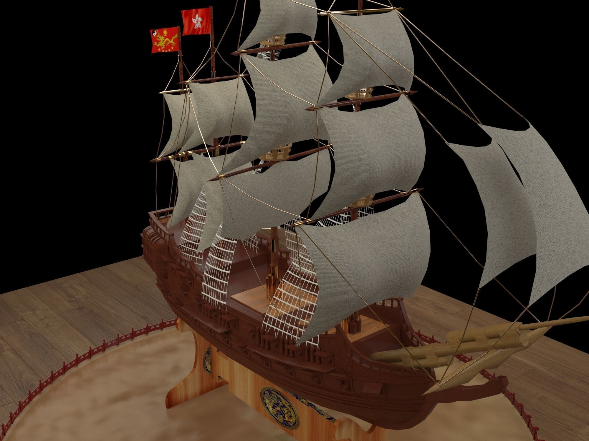 Chinese sail ship 3D model | CGTrader