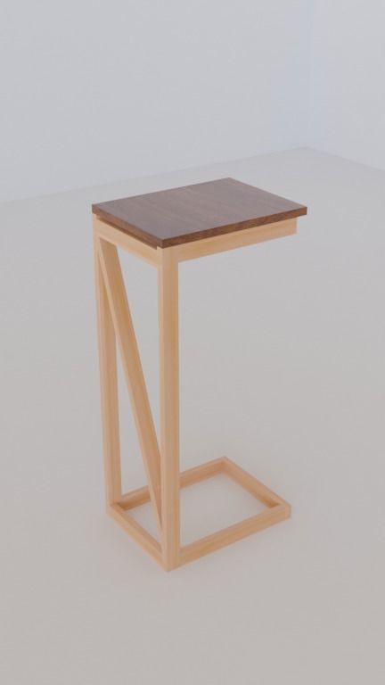Wooden C table free 3D model | CGTrader