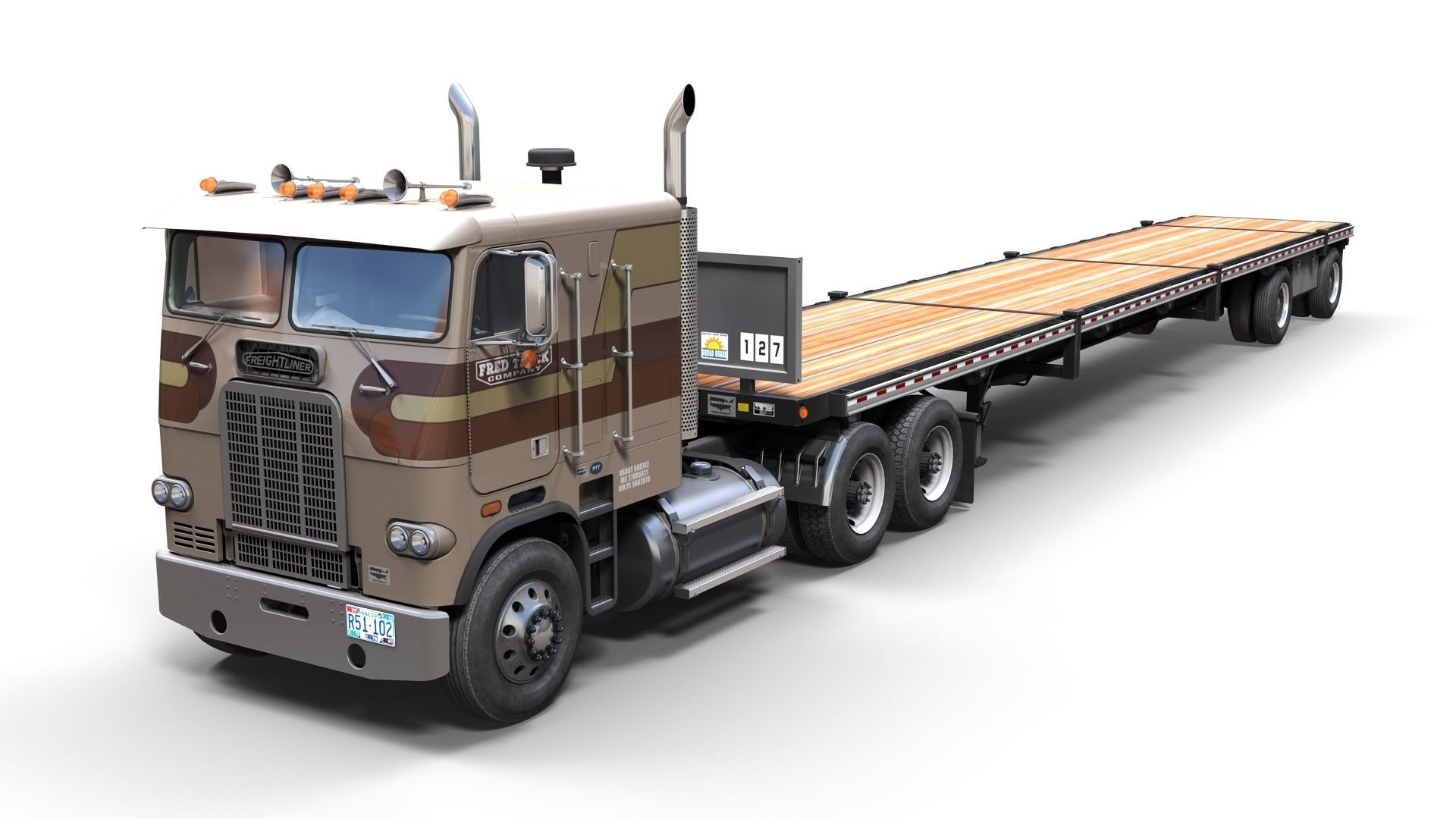 3D model Freightliner FLT flatbed trailer VR / AR / low-poly | CGTrader