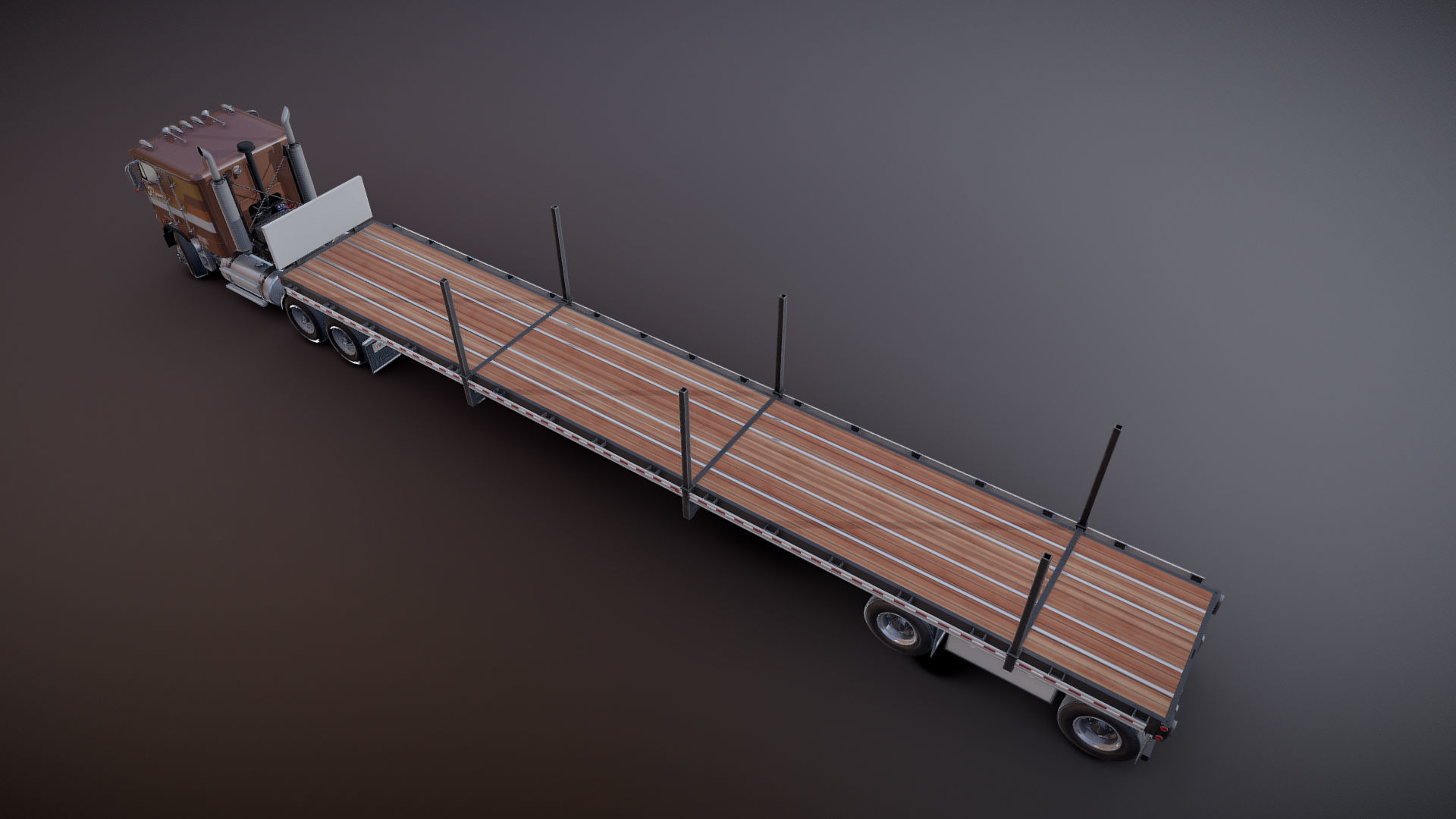 3D model Freightliner FLT flatbed trailer VR / AR / low-poly | CGTrader