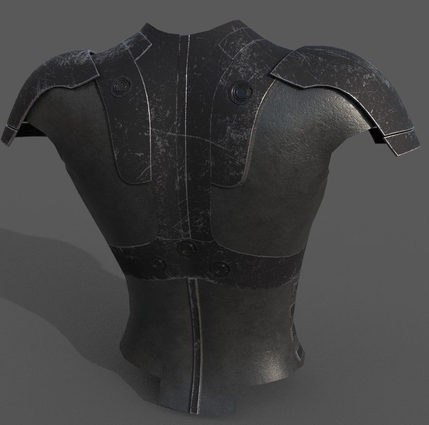 3D model Simple sci-fi female black metal armor VR / AR / low-poly ...