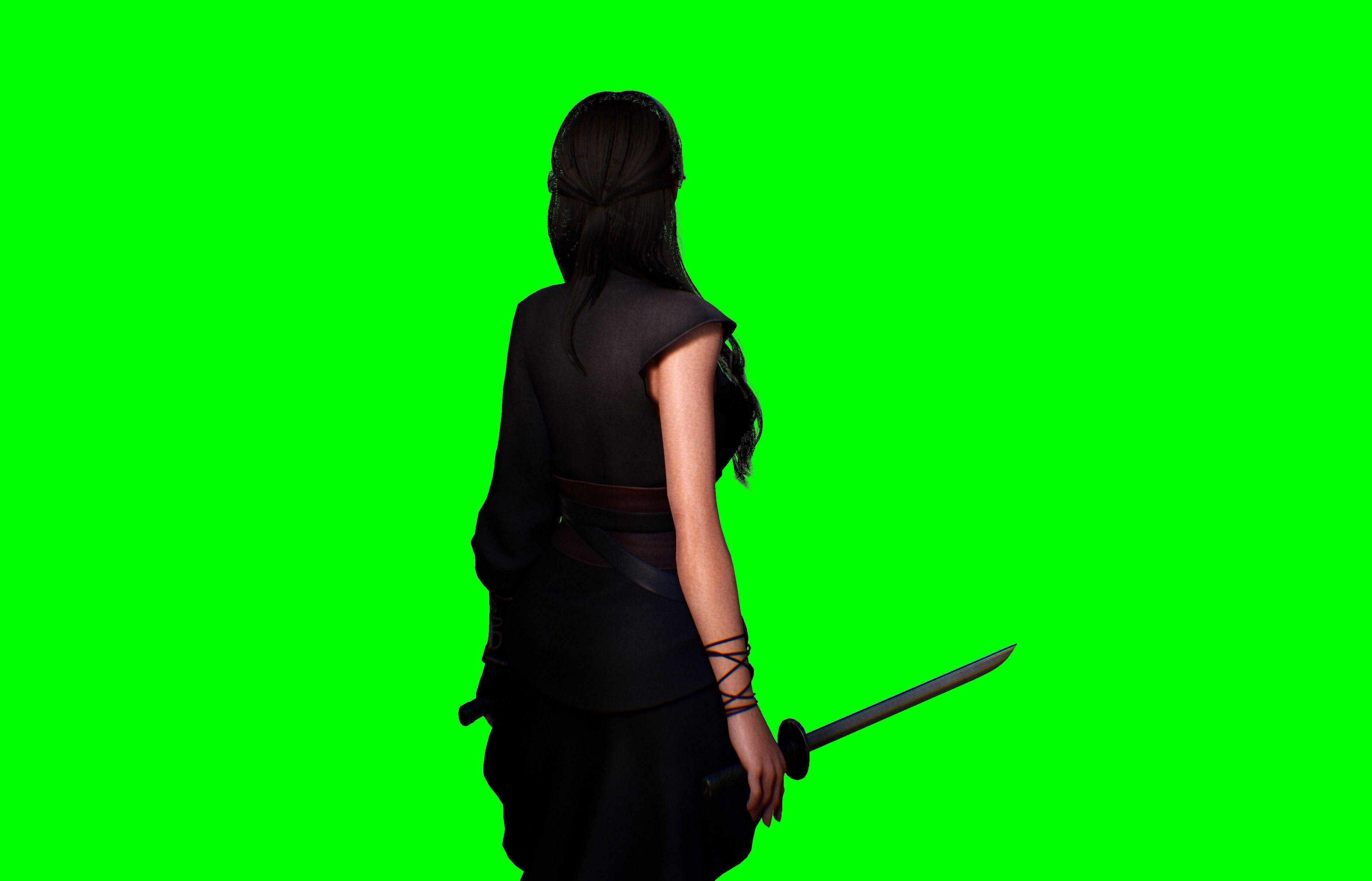 3D model Katana Girl Satomi - F2 - Animated Rigged Game Ready Character ...