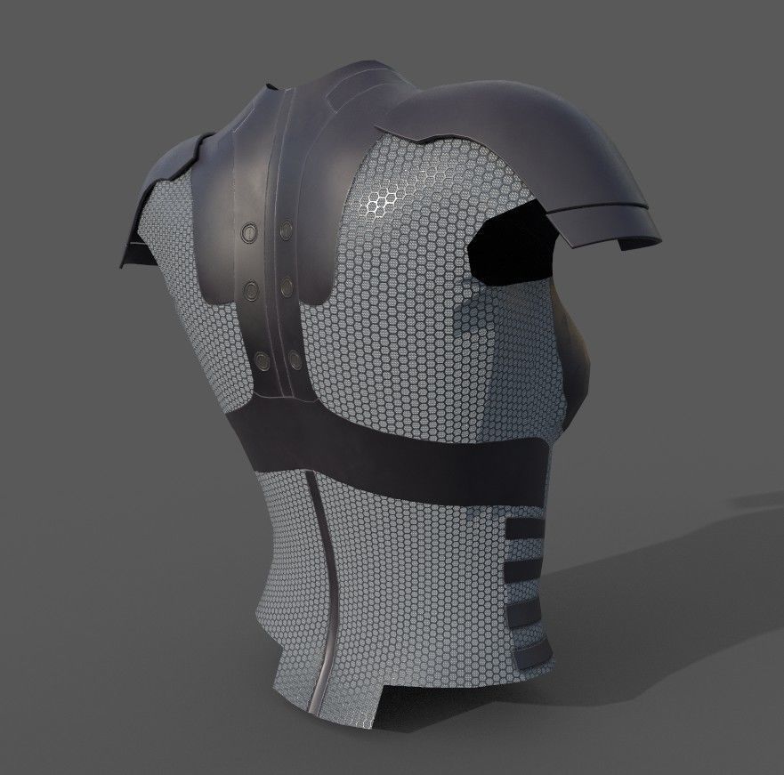 3D model Simple sci-fi female black armor Low-poly 3D model VR / AR ...