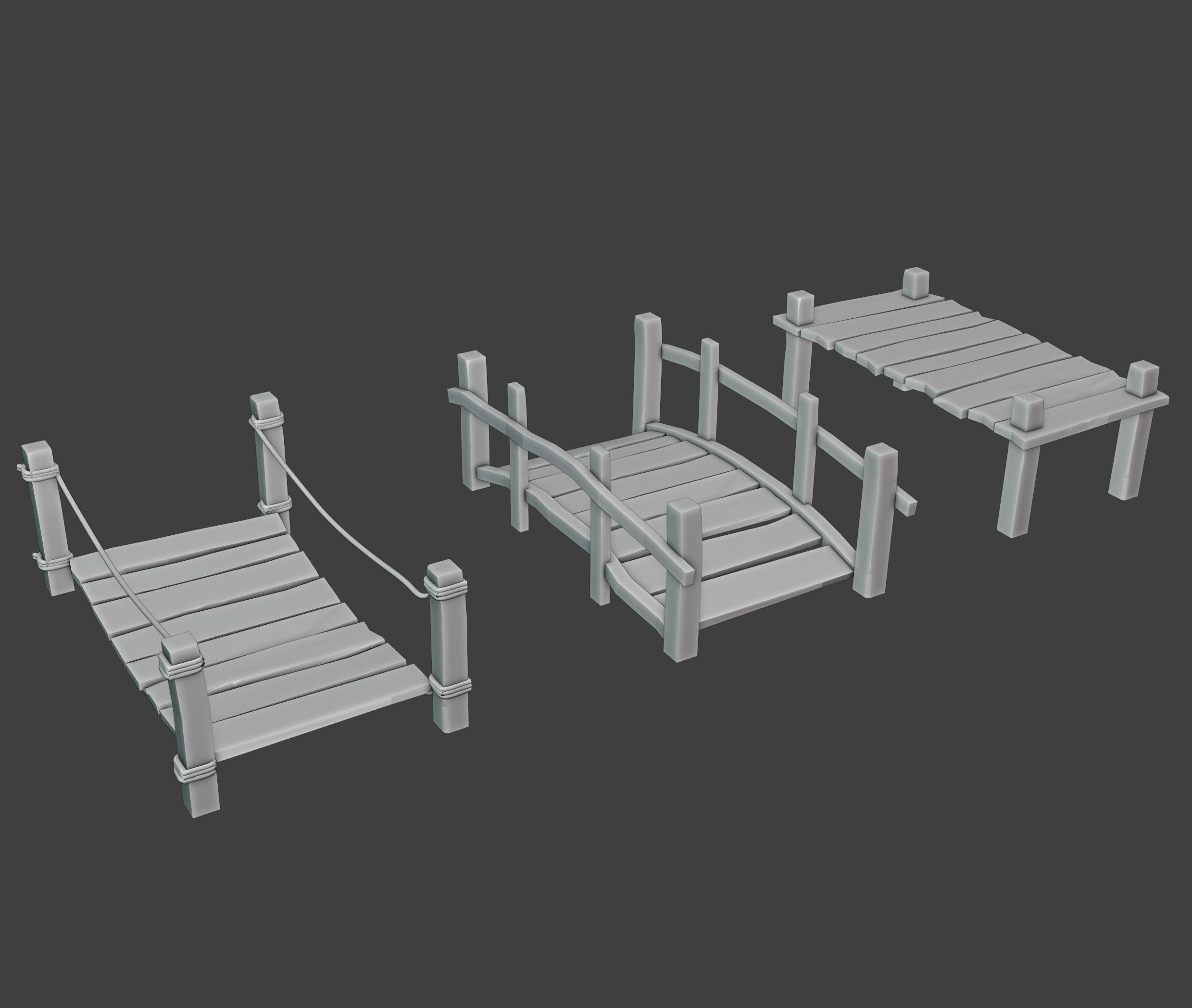 3D model 3D Stylized Wooden bridge VR / AR / low-poly | CGTrader