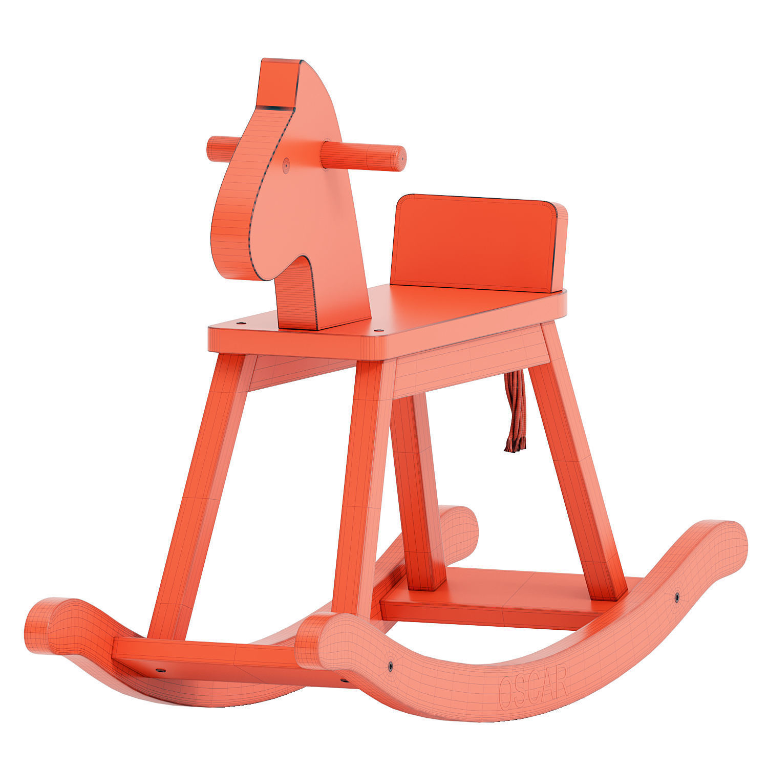 Orange Red Rocking Horse free 3D model | CGTrader