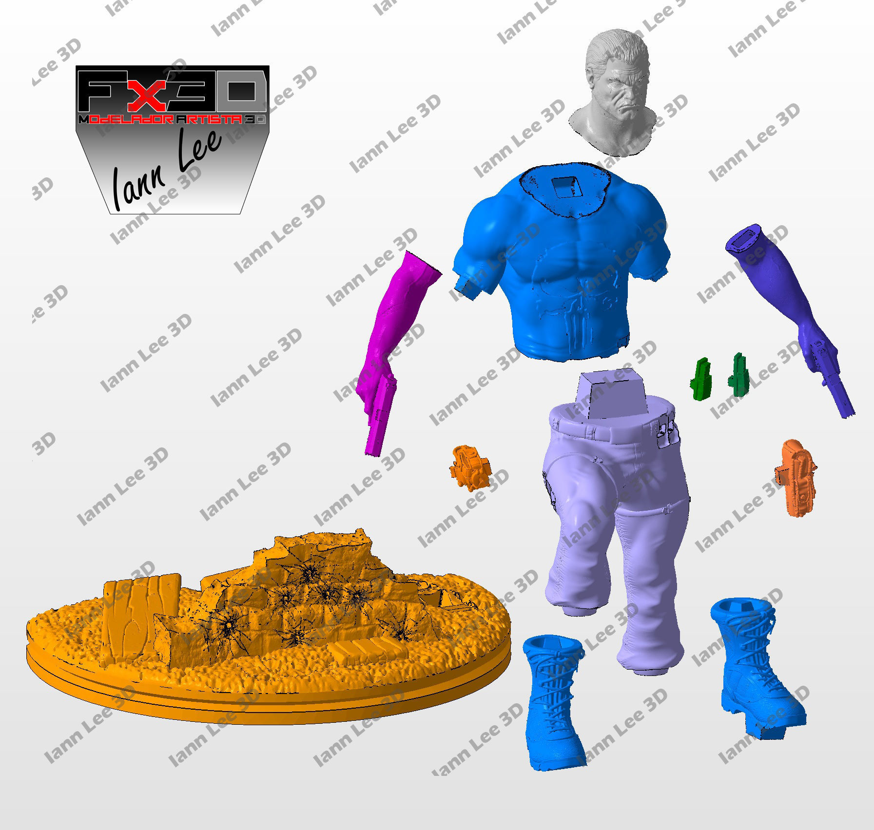 Punisher el Castigador Marvel Fan Art 3D model 3D printable | CGTrader
