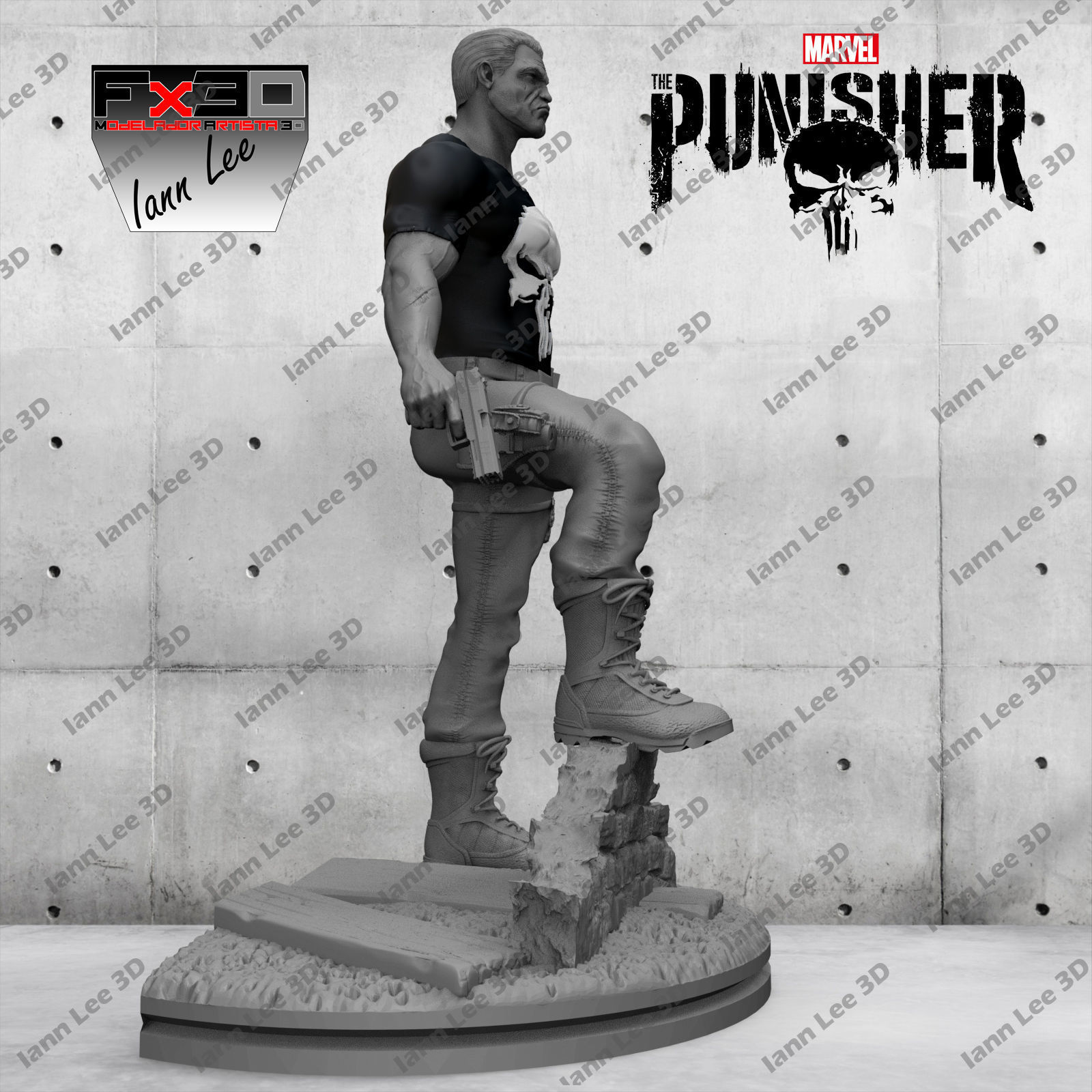 Punisher el Castigador Marvel Fan Art 3D model 3D printable | CGTrader