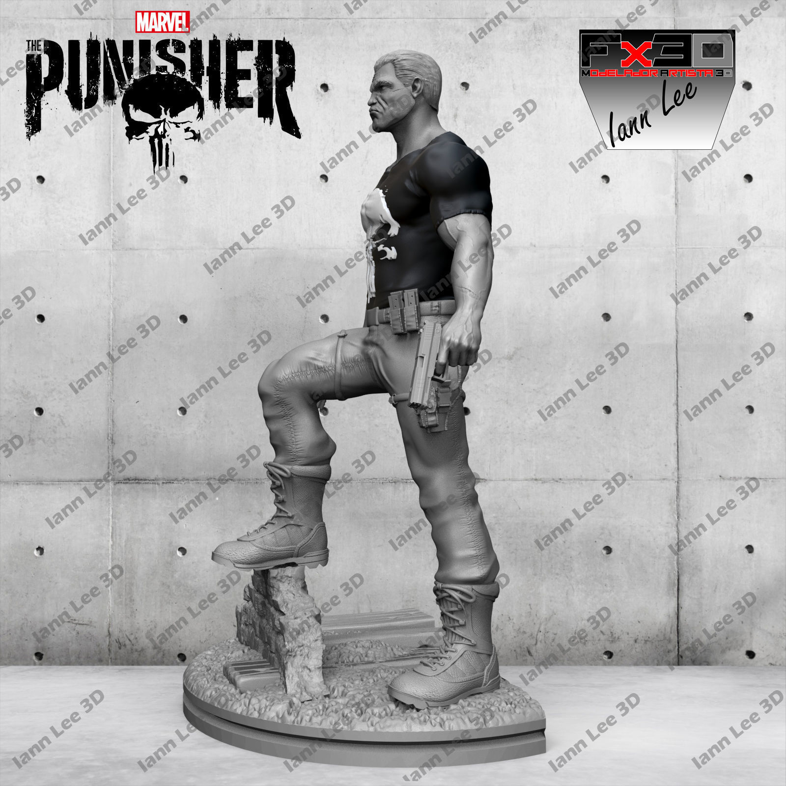 Punisher el Castigador Marvel Fan Art 3D model 3D printable | CGTrader
