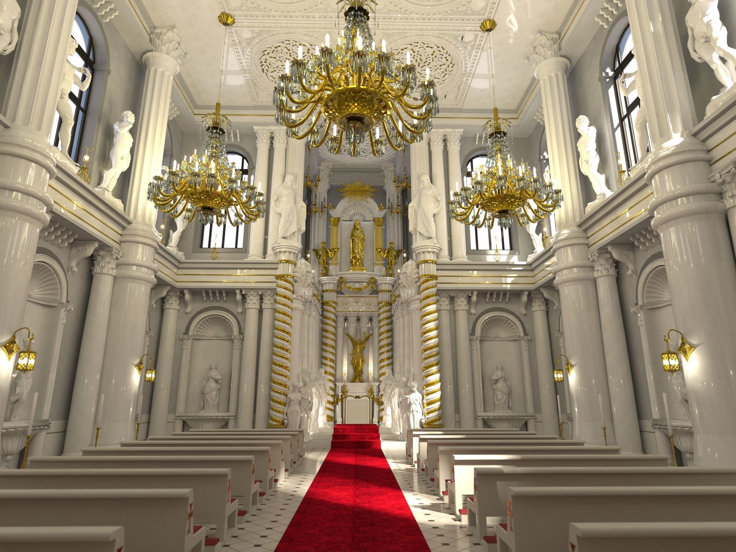 Barocco church - exterior interior 3D model | CGTrader