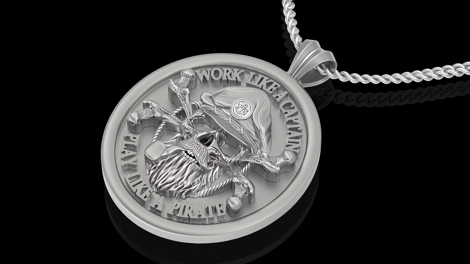 Captain pirate pendant silver gold printable jewelry 3D model 3D model ...