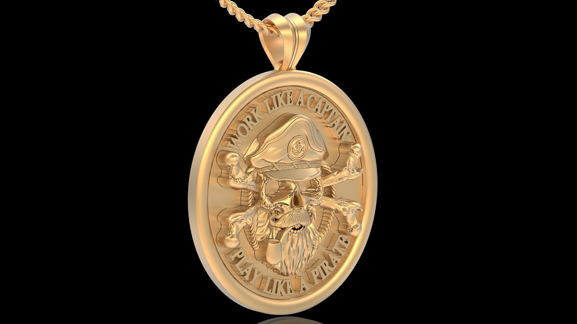 Captain pirate pendant silver gold printable jewelry 3D model 3D model ...