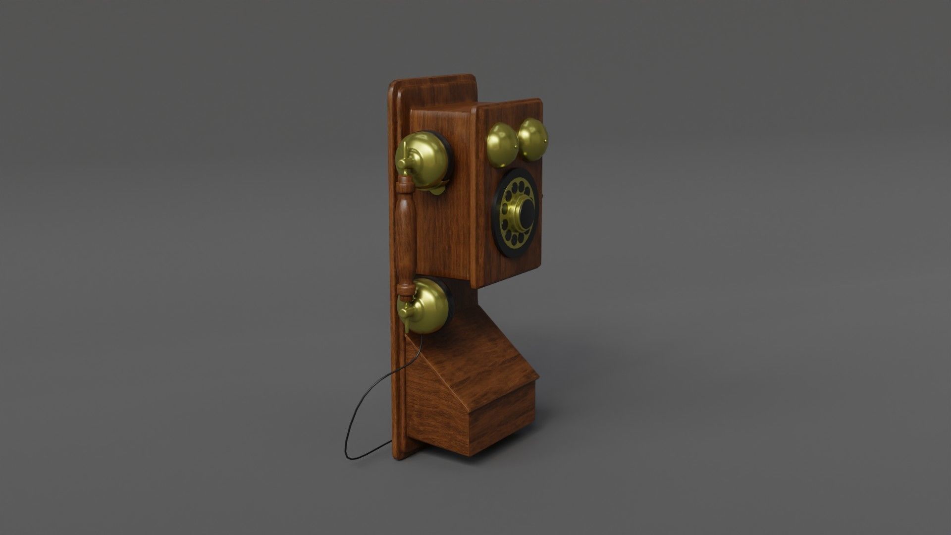 3D model Wooden Antique Phone Low-Poly Model VR / AR / low-poly | CGTrader