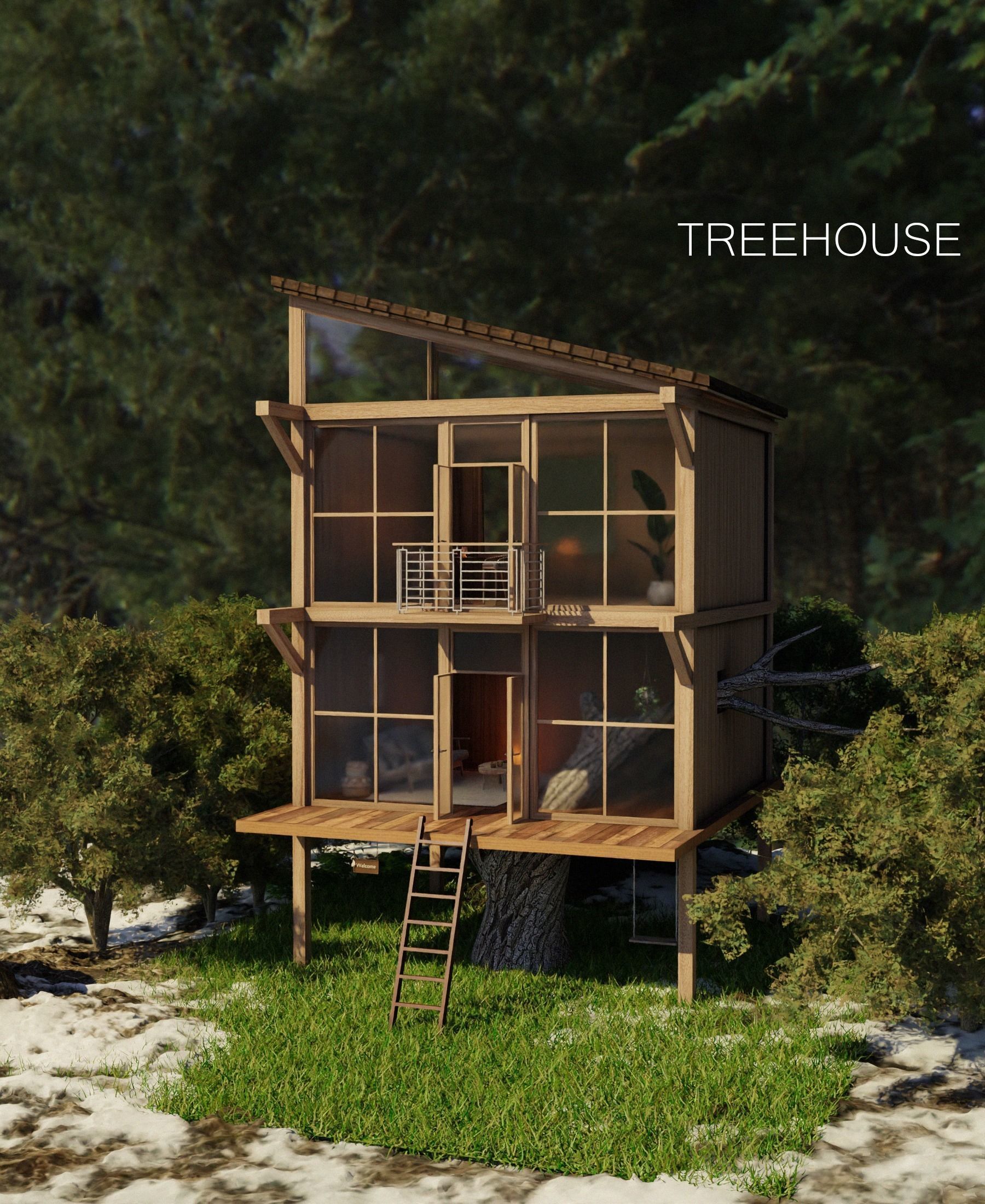 Treehouse - Blender Scene Free 3D model free 3D model | CGTrader